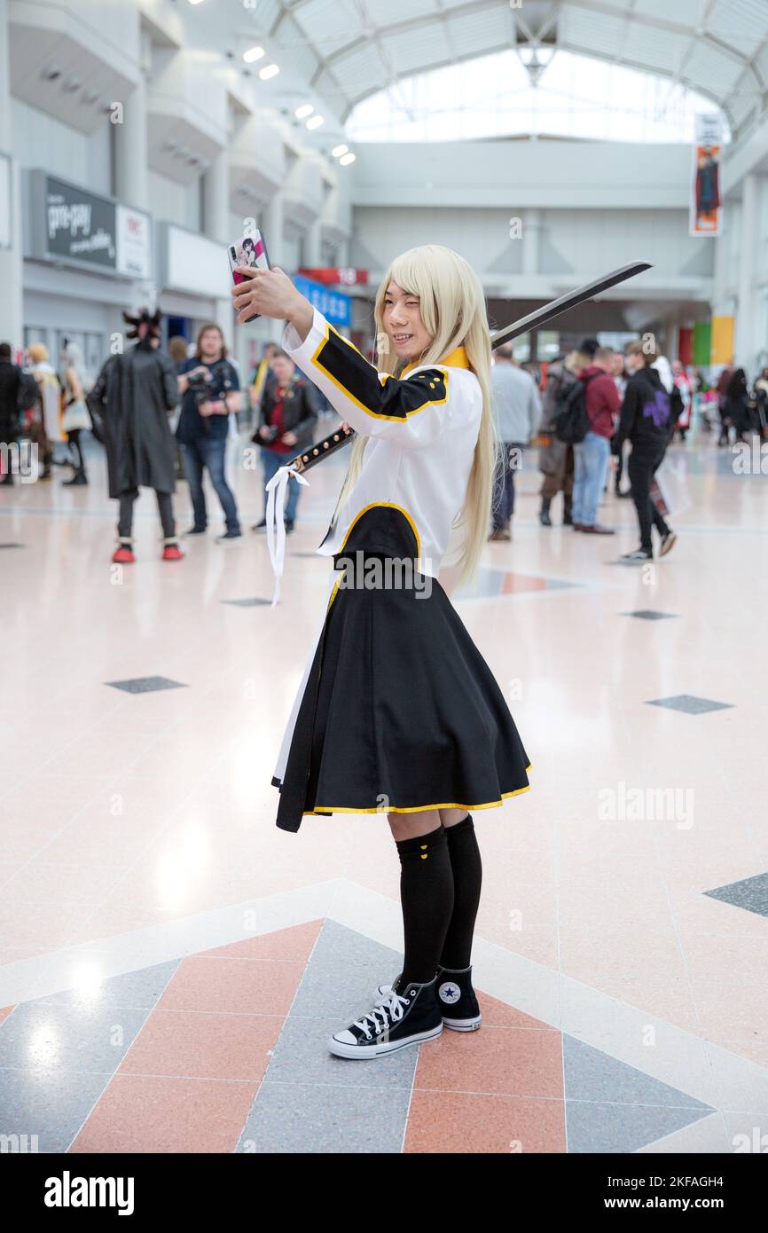 A Young Korean Gender Fluid Cosplayer Dressed As A Popular Korean Or Japanese Yugioh Anime