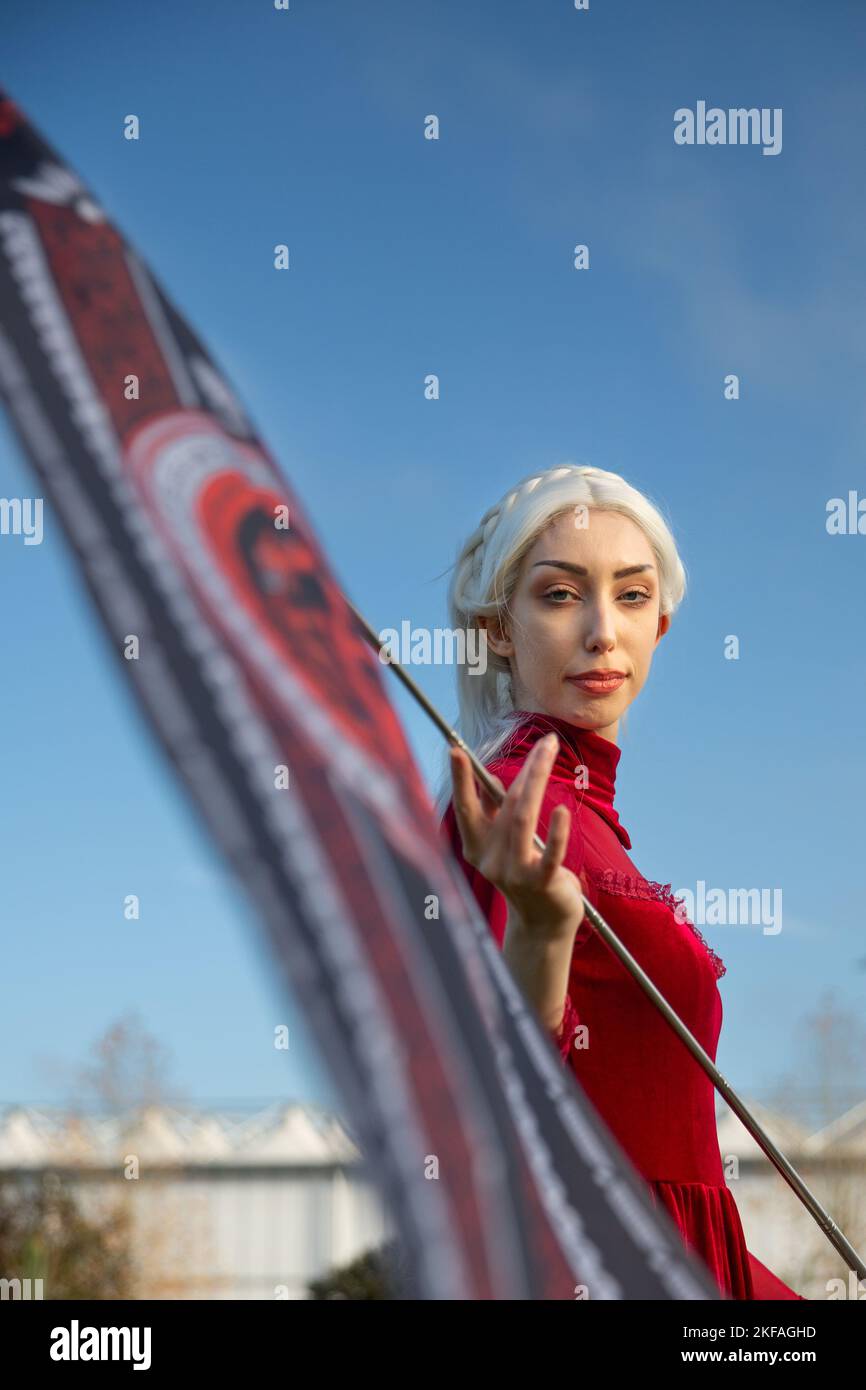 BIRMINGHAM NEC, UK - NOVEMBER 13, 2022. A cosplay girl dressed as ...
