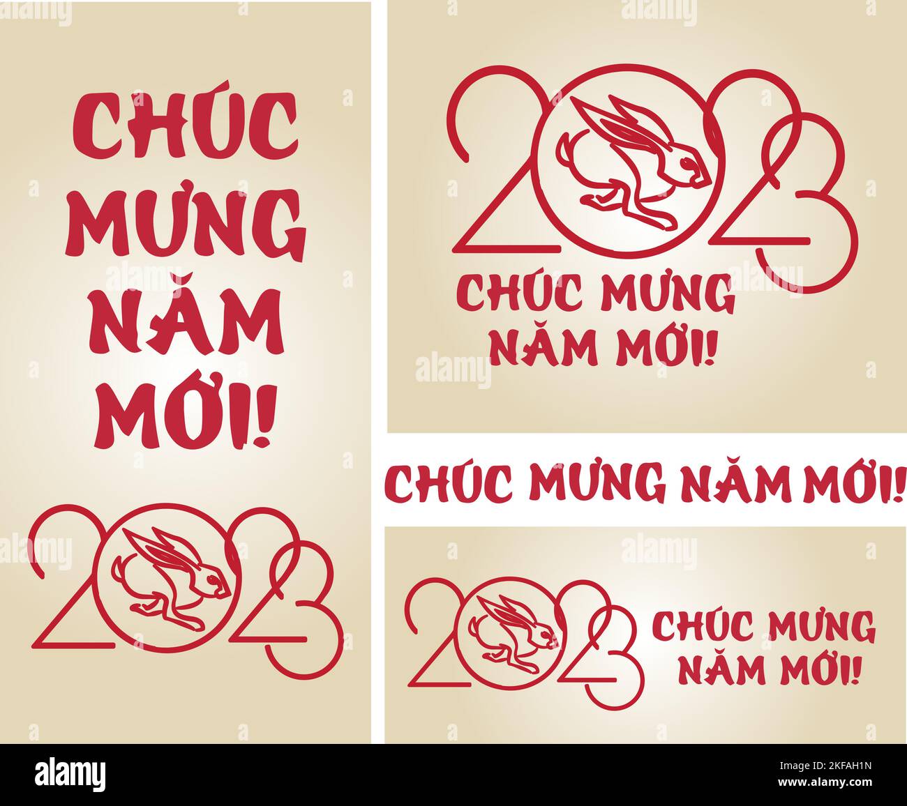 Collection of social media banners year of the rabbit, illustrations of ...