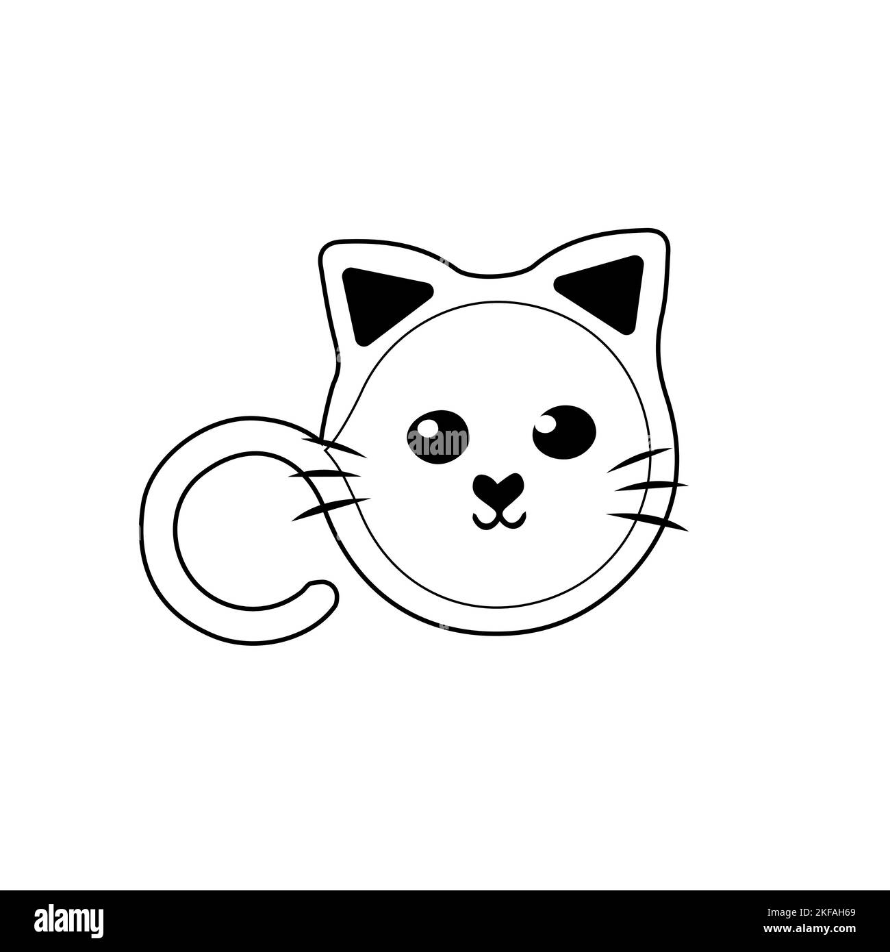 Vector illustration character design outline of cat. Draw doodle style ...