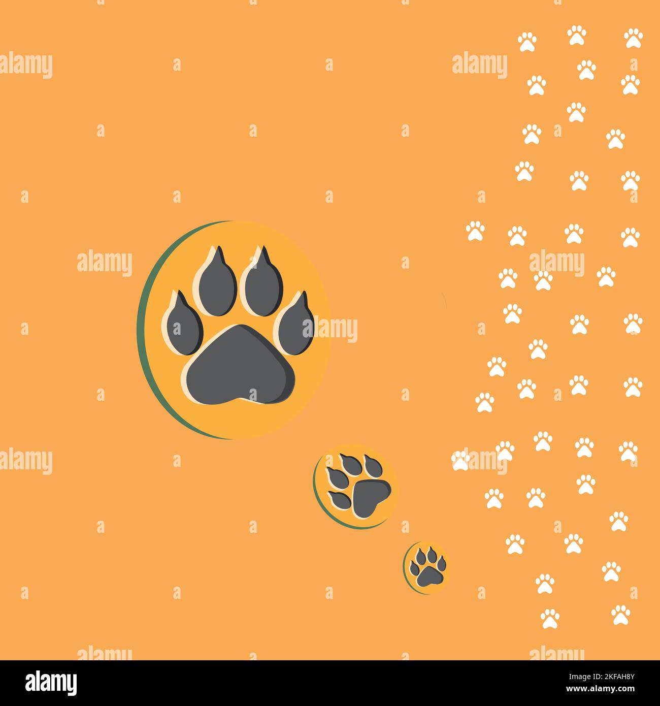 Set of animal paw print. Dog or cat footprint vector icon illustration ...