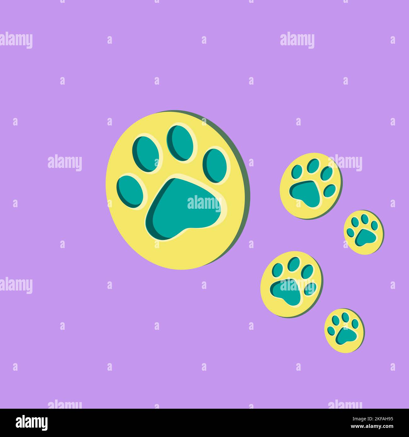Set of animal paw print. Dog or cat footprint vector icon illustration ...
