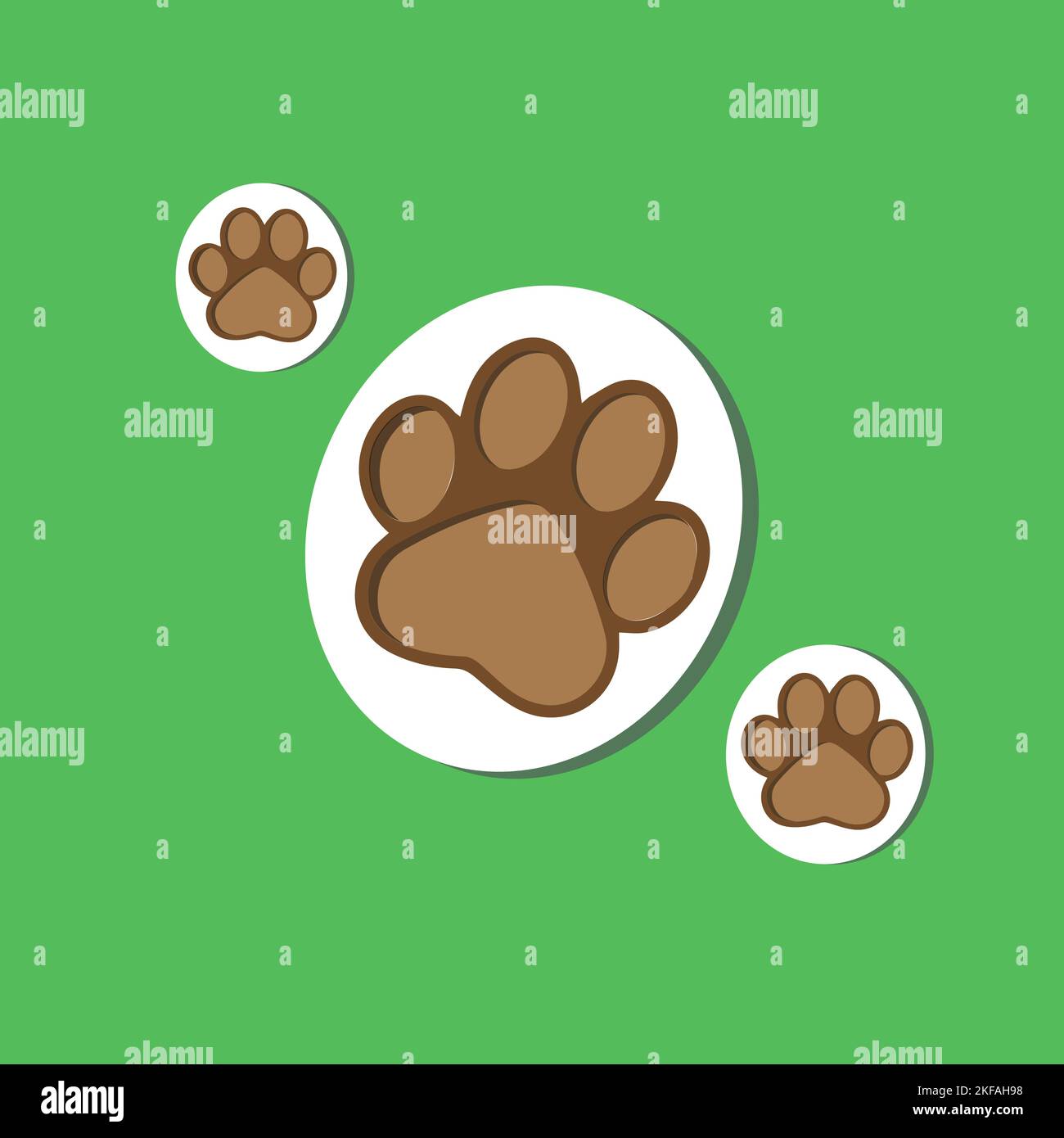 Set of animal paw print. Dog or cat footprint vector icon illustration ...