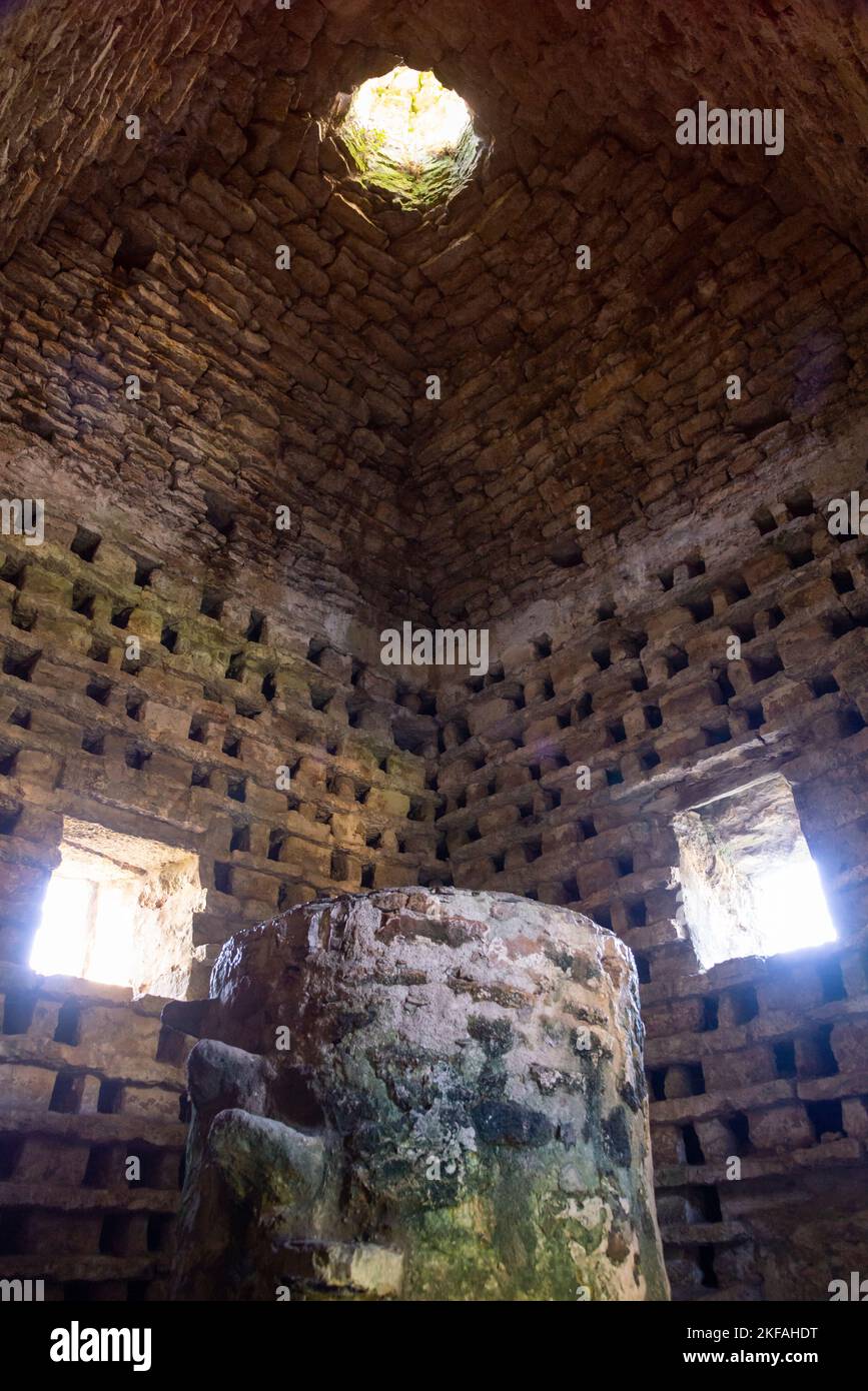 Interior of the old Dovecot at Penmon Priory on the south coast of ...