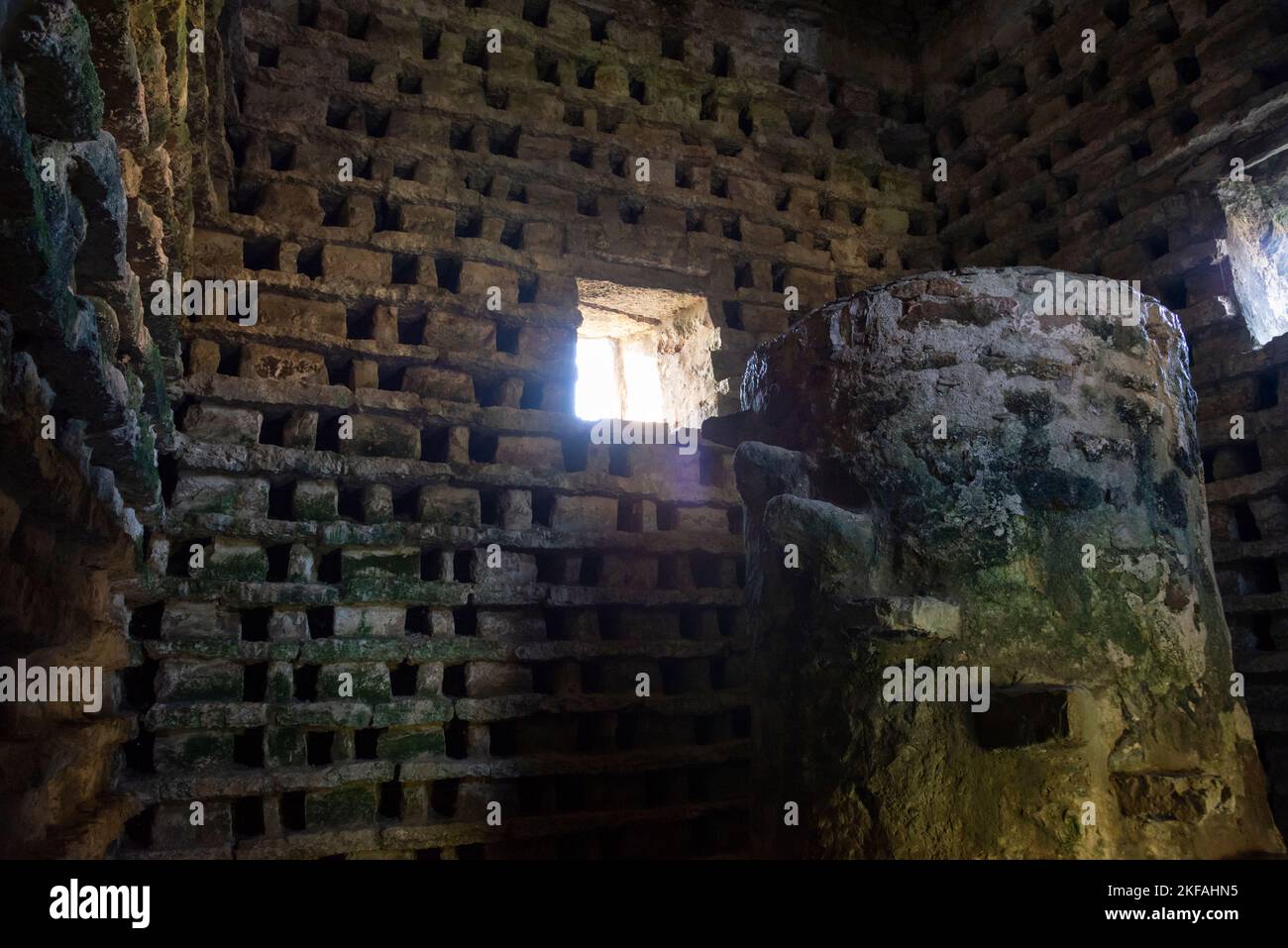 Interior of the old Dovecot at Penmon Priory on the south coast of ...