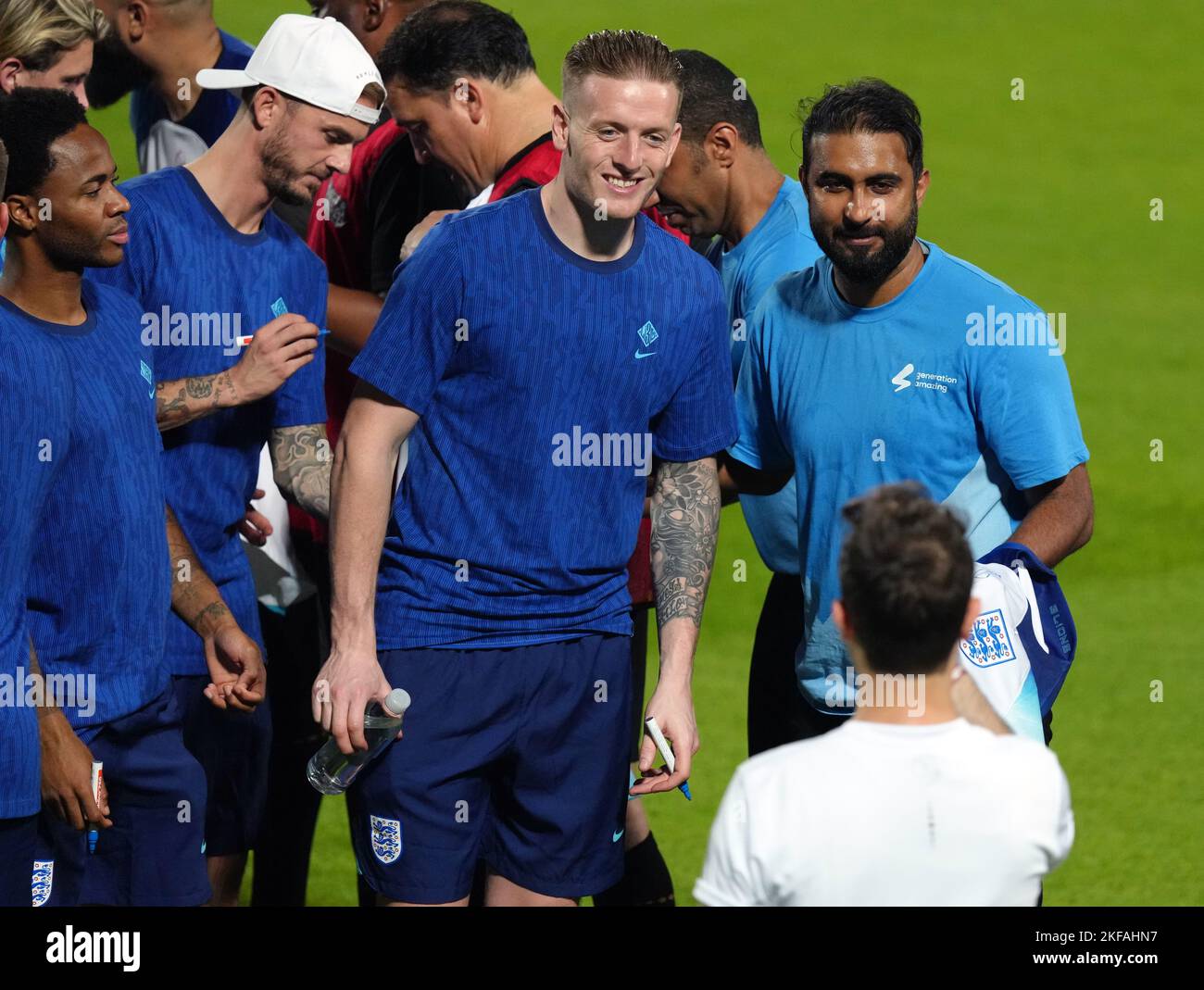England goalkeeper Jordan Pickford poses for a photograph during a ...