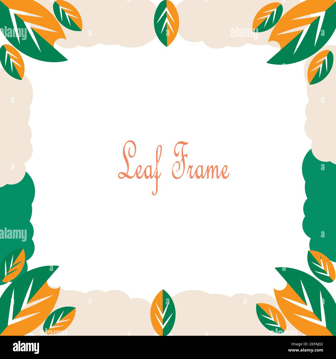 Flat tropical leaf frame backround. Space text. Vector illustration ...