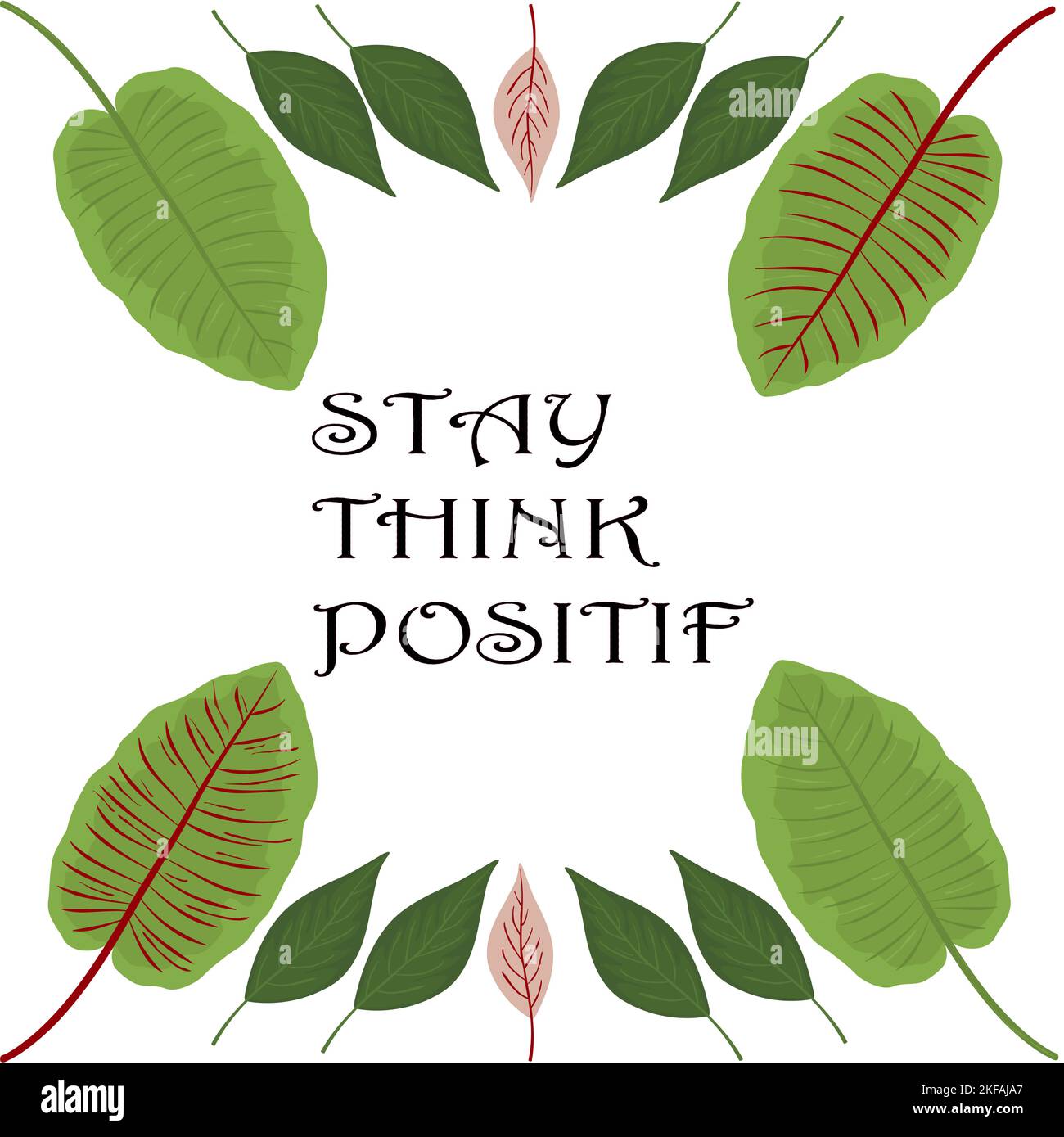 Flat tropical leaf frame backround. Space text. Vector illustration ...