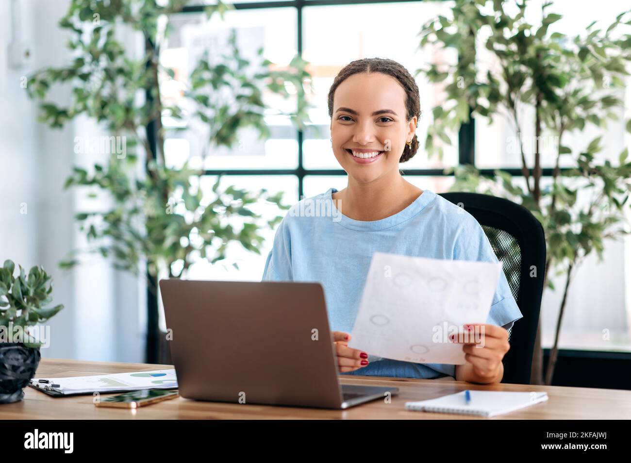 Successful intelligent mixed race business woman, financial ceo ...