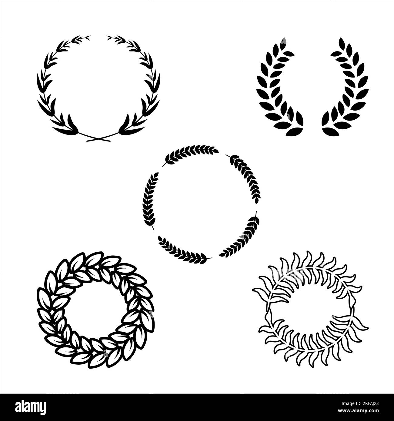 Laurel Wreath Flora theme on a white background set Stock Vector Image ...