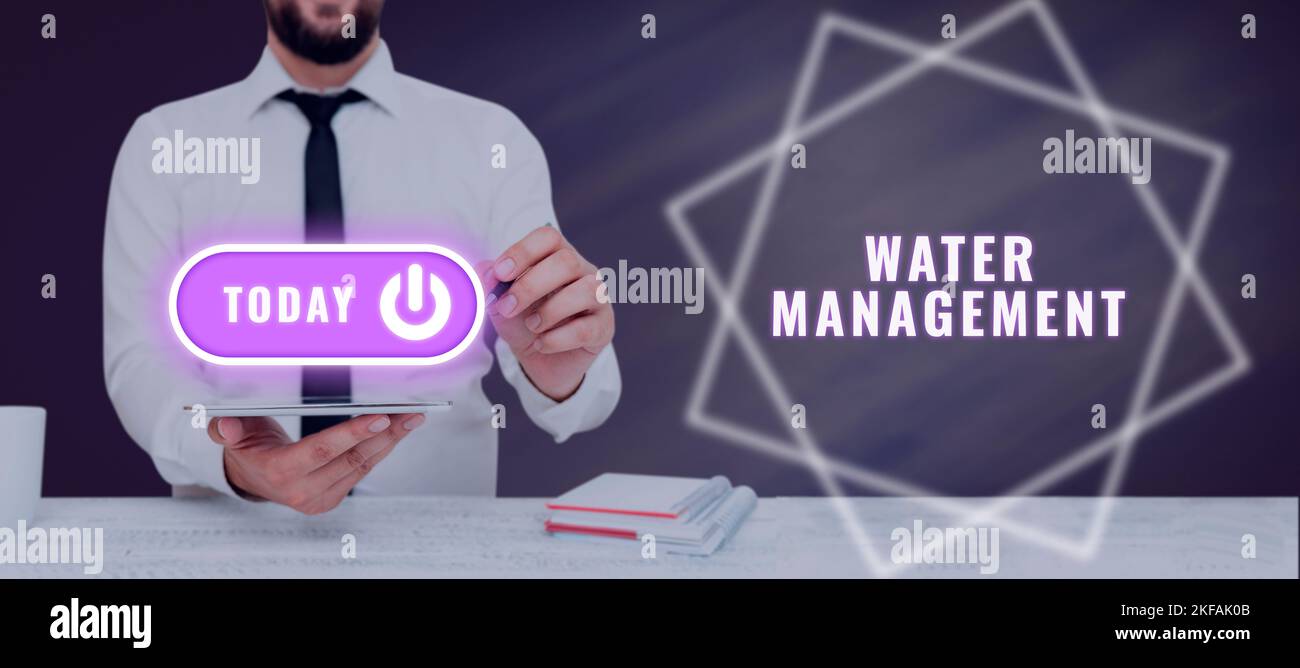 Conceptual display Water Management. Word Written on optimum use of ...