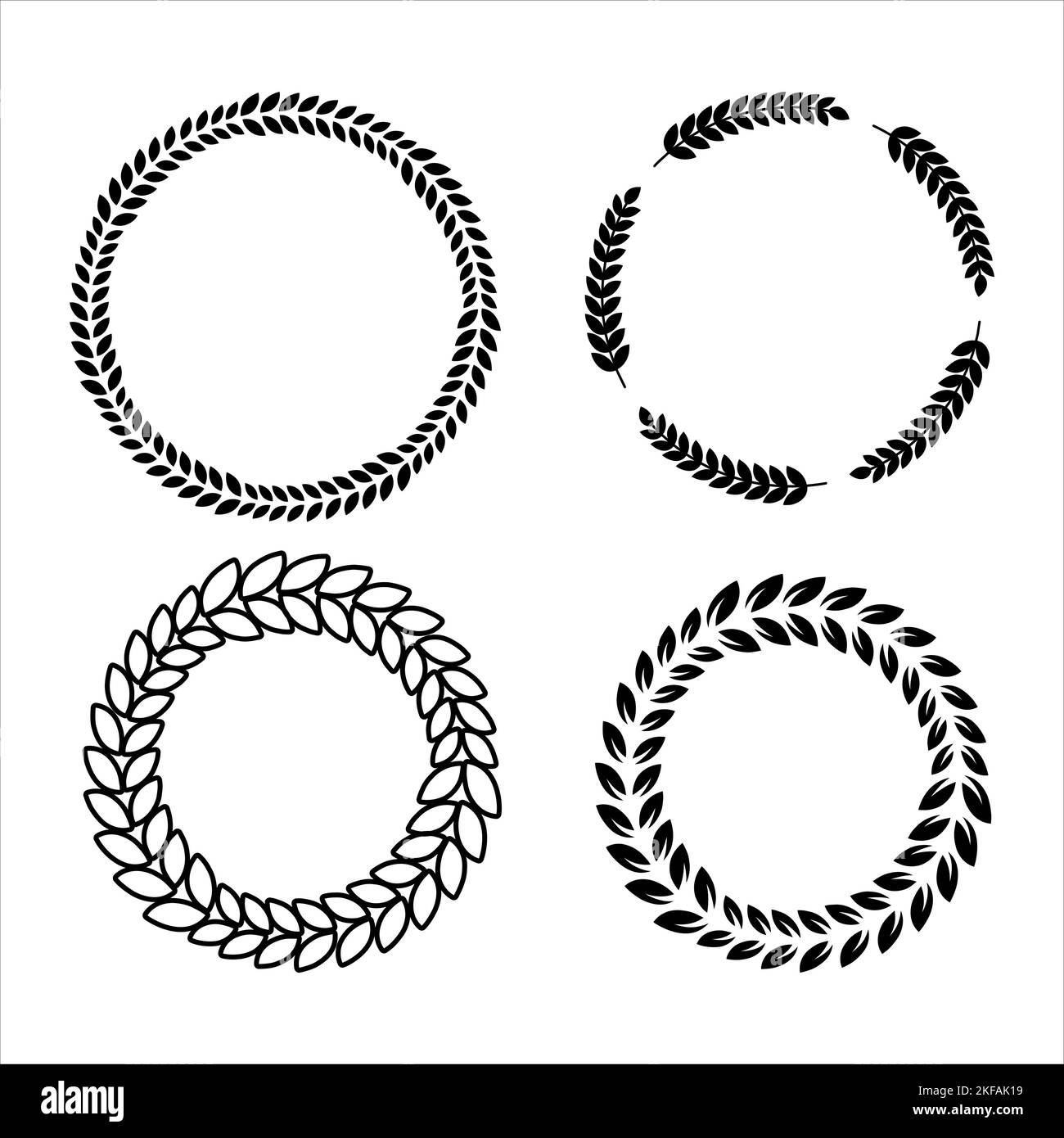 Laurel Wreath Flora theme on a white background set Stock Vector Image ...