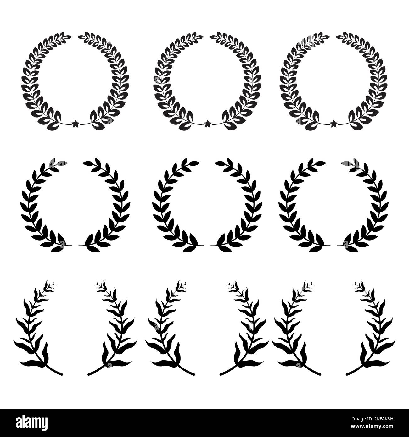 Laurel Wreath Flora theme on a white background set Stock Vector Image ...