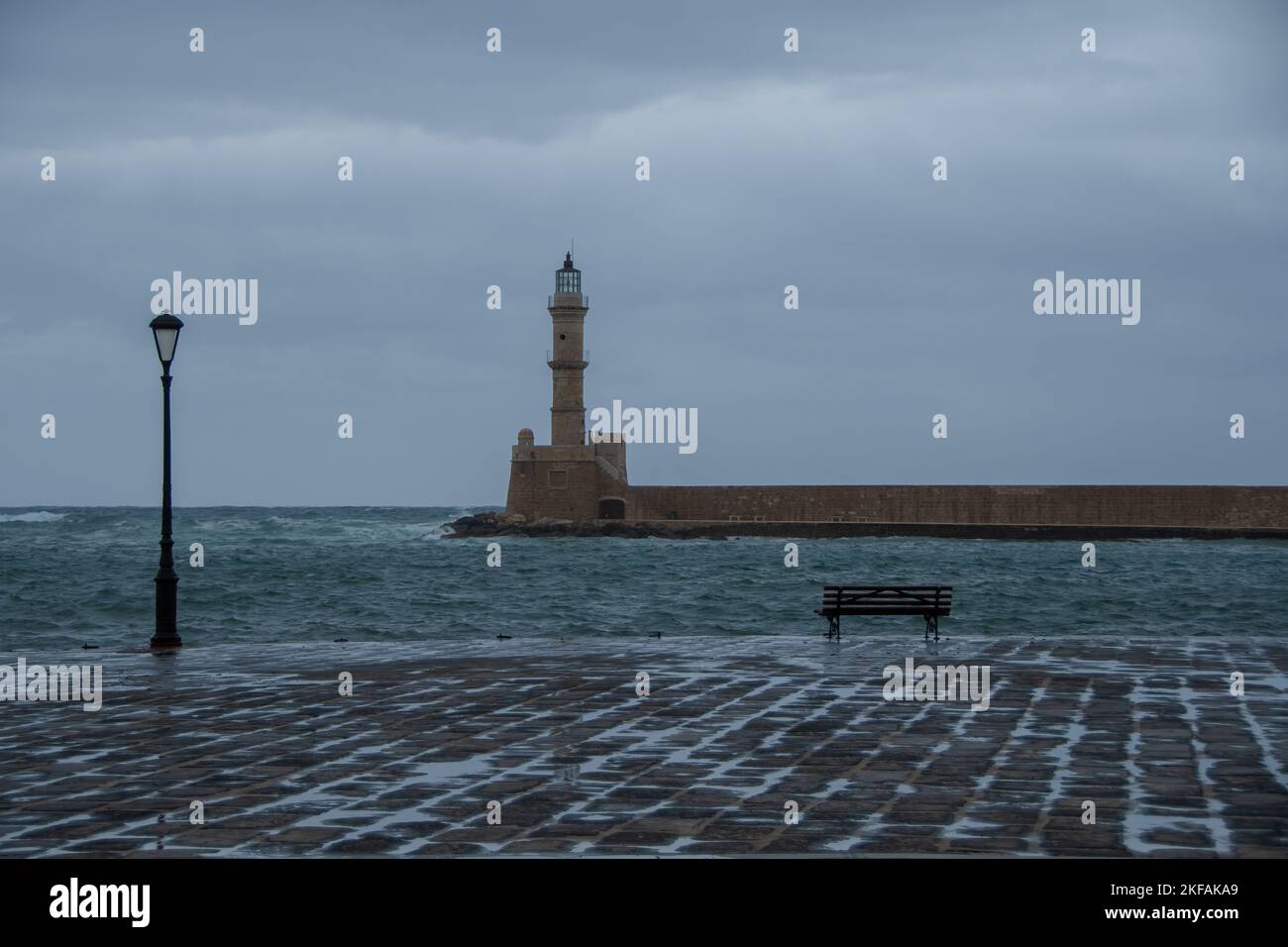 The view of the lighthouse of Chania Stock Photo - Alamy