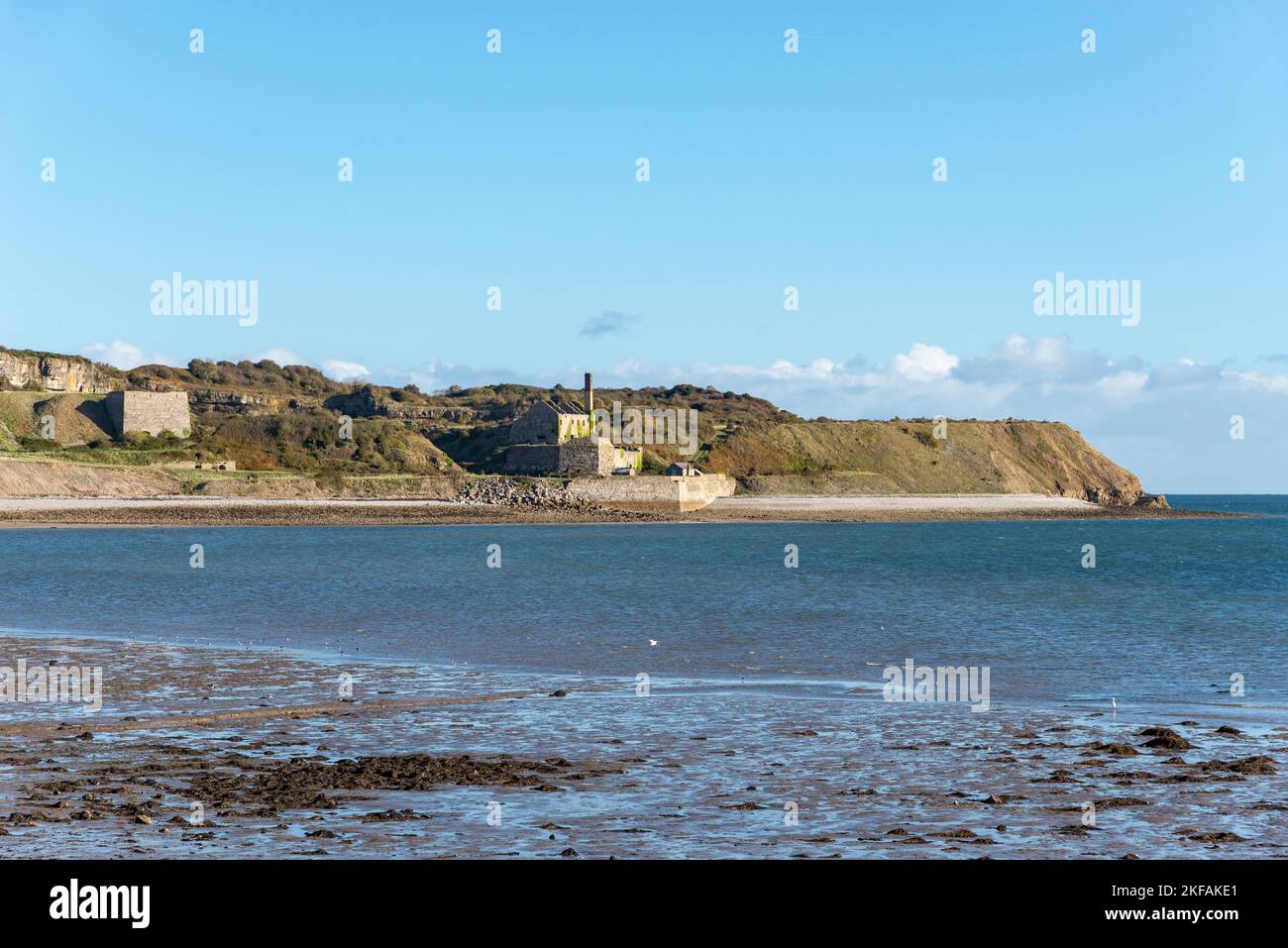 View of Penmon on the south coast of Anglesey, North Wales, with old ...