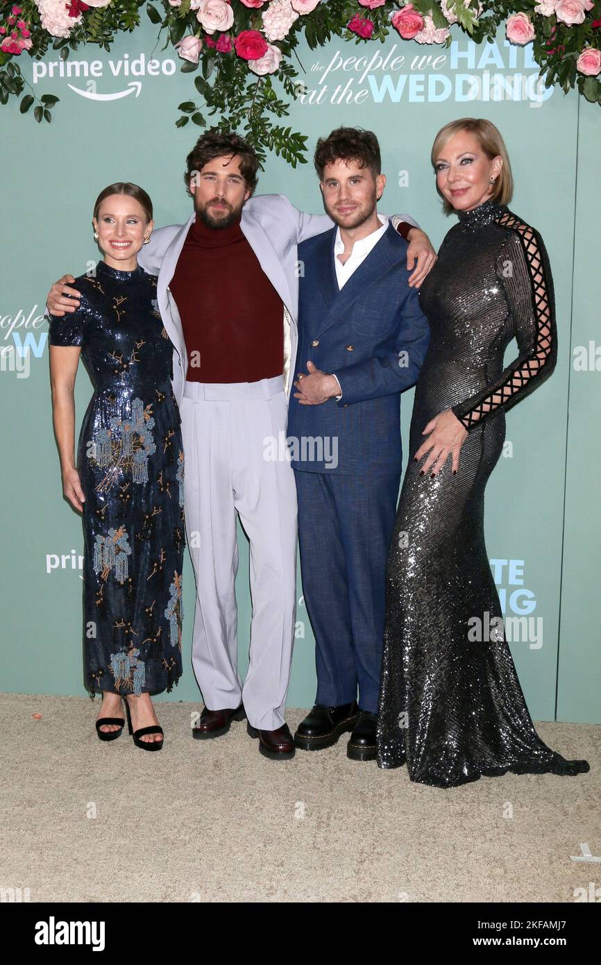 LOS ANGELES - NOV 16: Kristen Bell, Dustin Milligan, Ben Platt, Allison ...