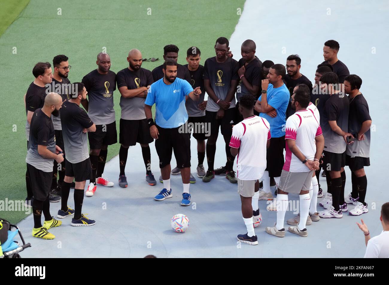 The coach and players of the Workers’ Welfare ‘Team 360’ ahead of a ...