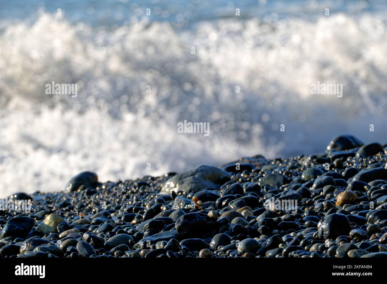 Rocks with background waves at China Beach, Vancouver Island, BC Canada ...