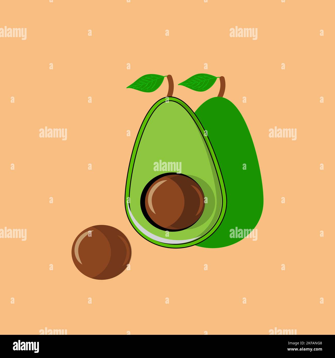 Avocado illustrations isolated on white background. Slice and whole ...