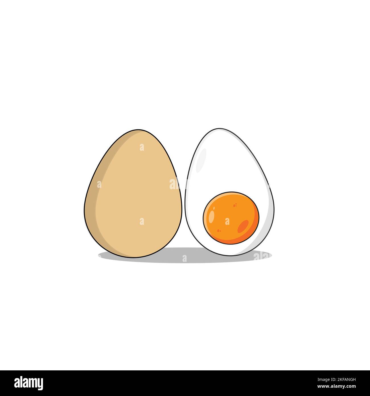 Hard Boiled Sliced Egg Vector in Flat style with long shadow on white background Stock Vector ...