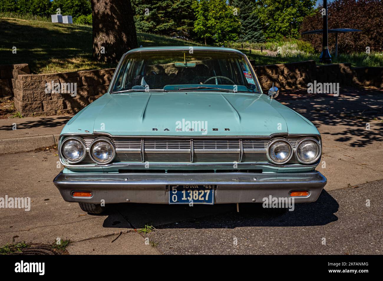 Des Moines, IA - July 03, 2022: High perspective front view of a 1965 ...