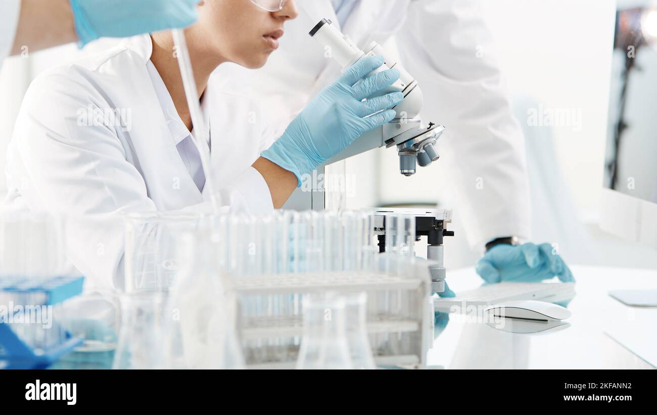 Group scientists conducting research hi-res stock photography and ...