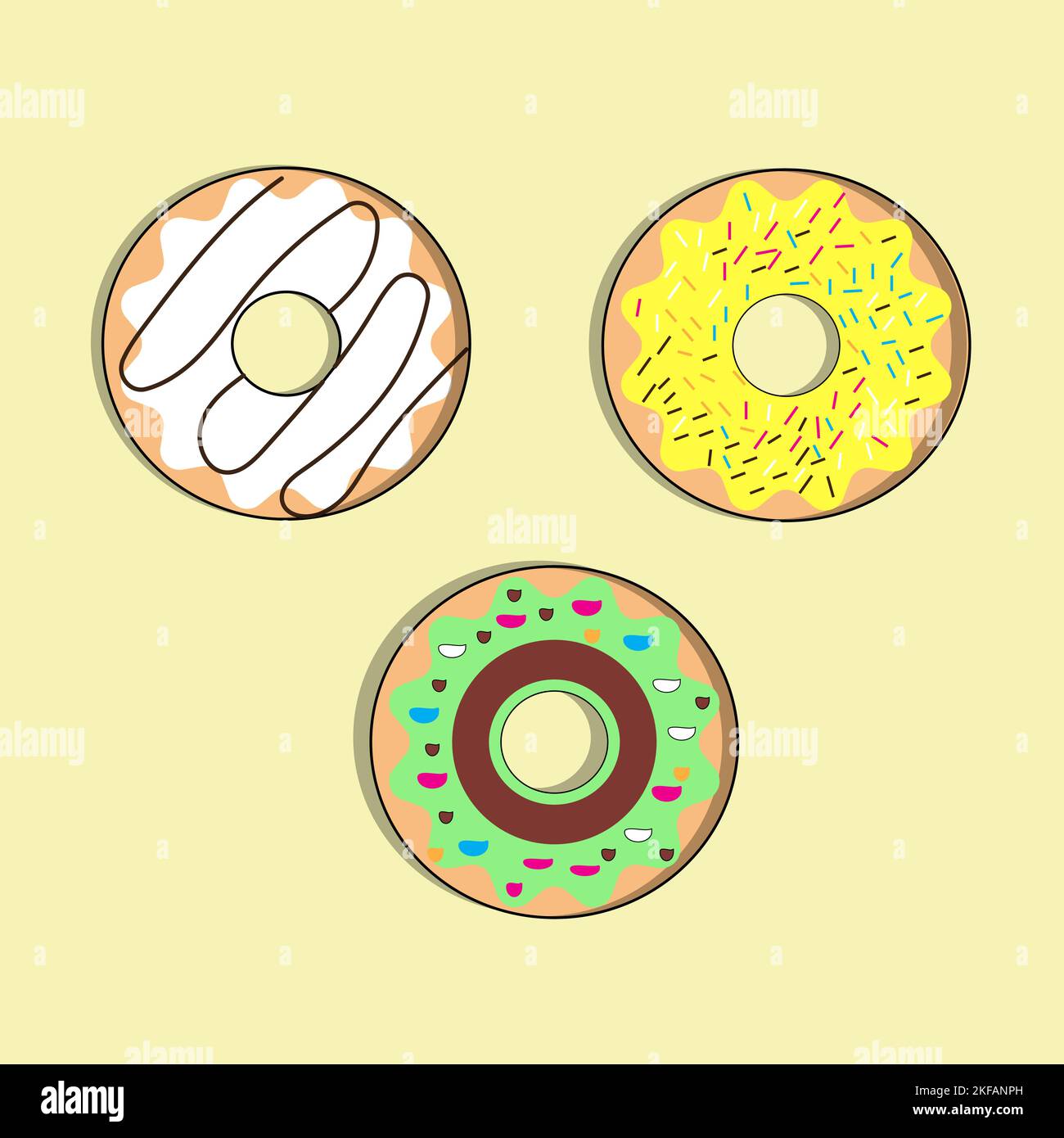 Donut vector set. Donut collection. Sweet sugar icing donuts. break ...