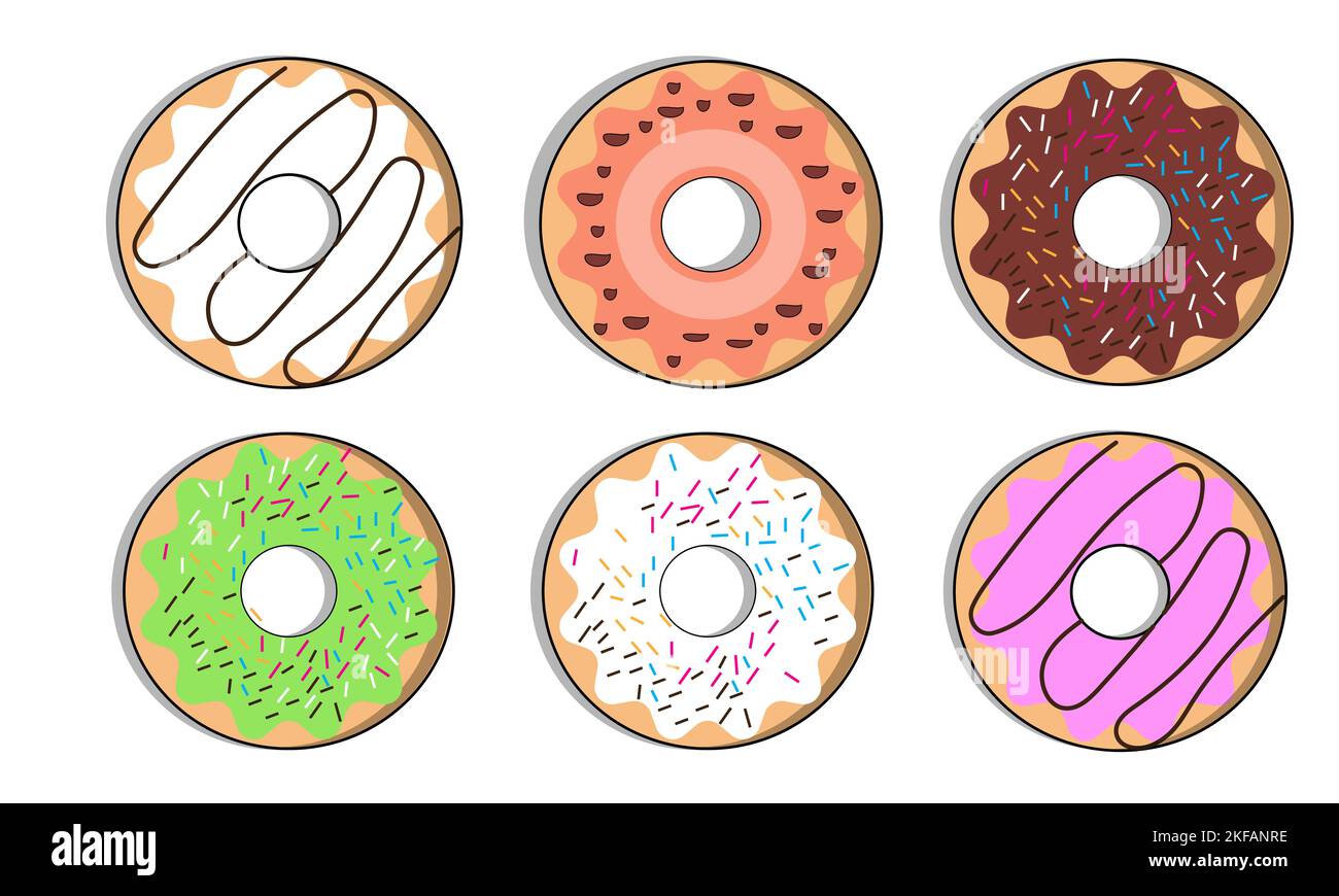 Donut vector set. Donut collection. Sweet sugar icing donuts. break ...