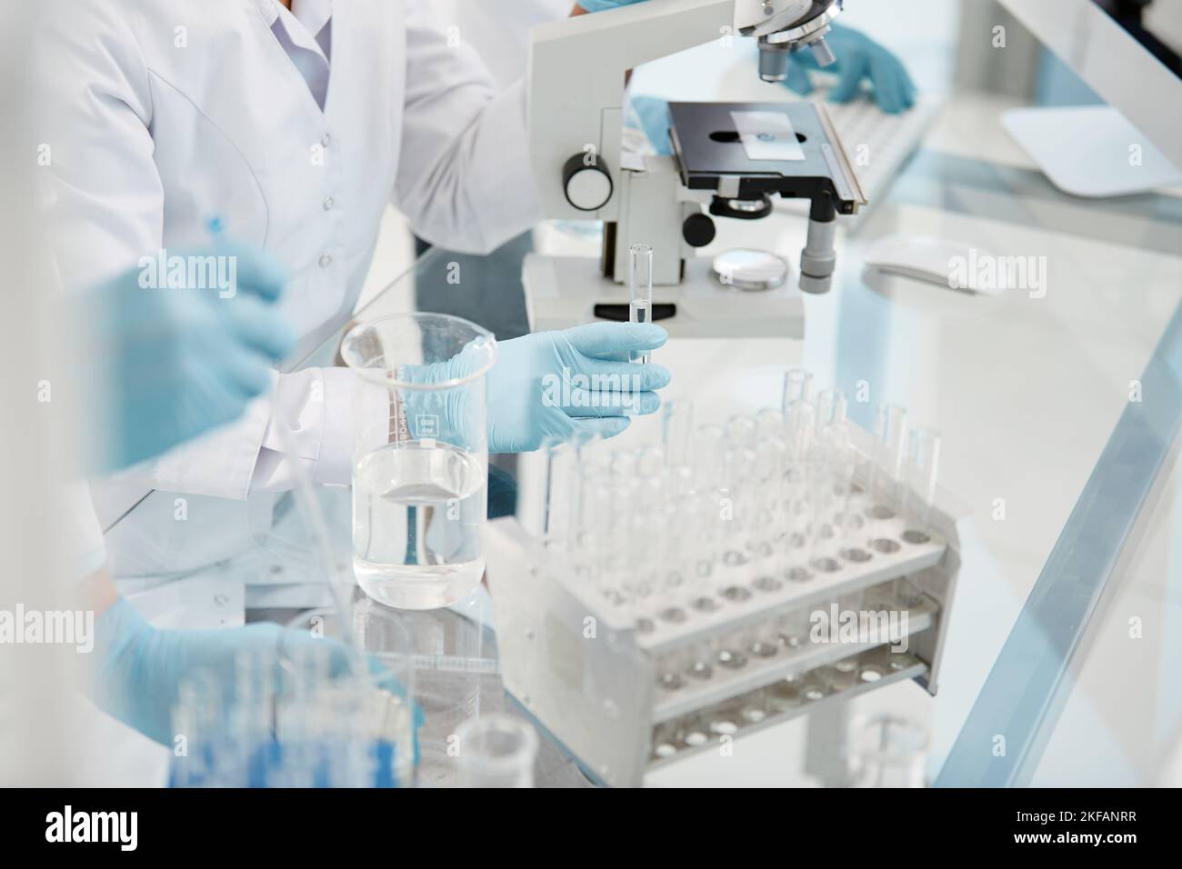 Group laboratory scientists examining hi-res stock photography and ...