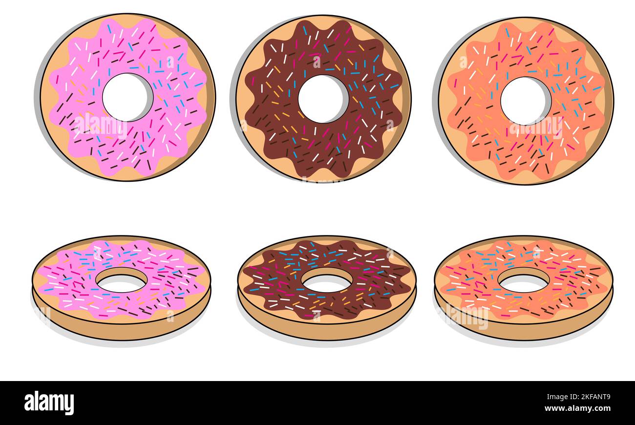 Donut vector set. Donut collection. Sweet sugar icing donuts. break ...