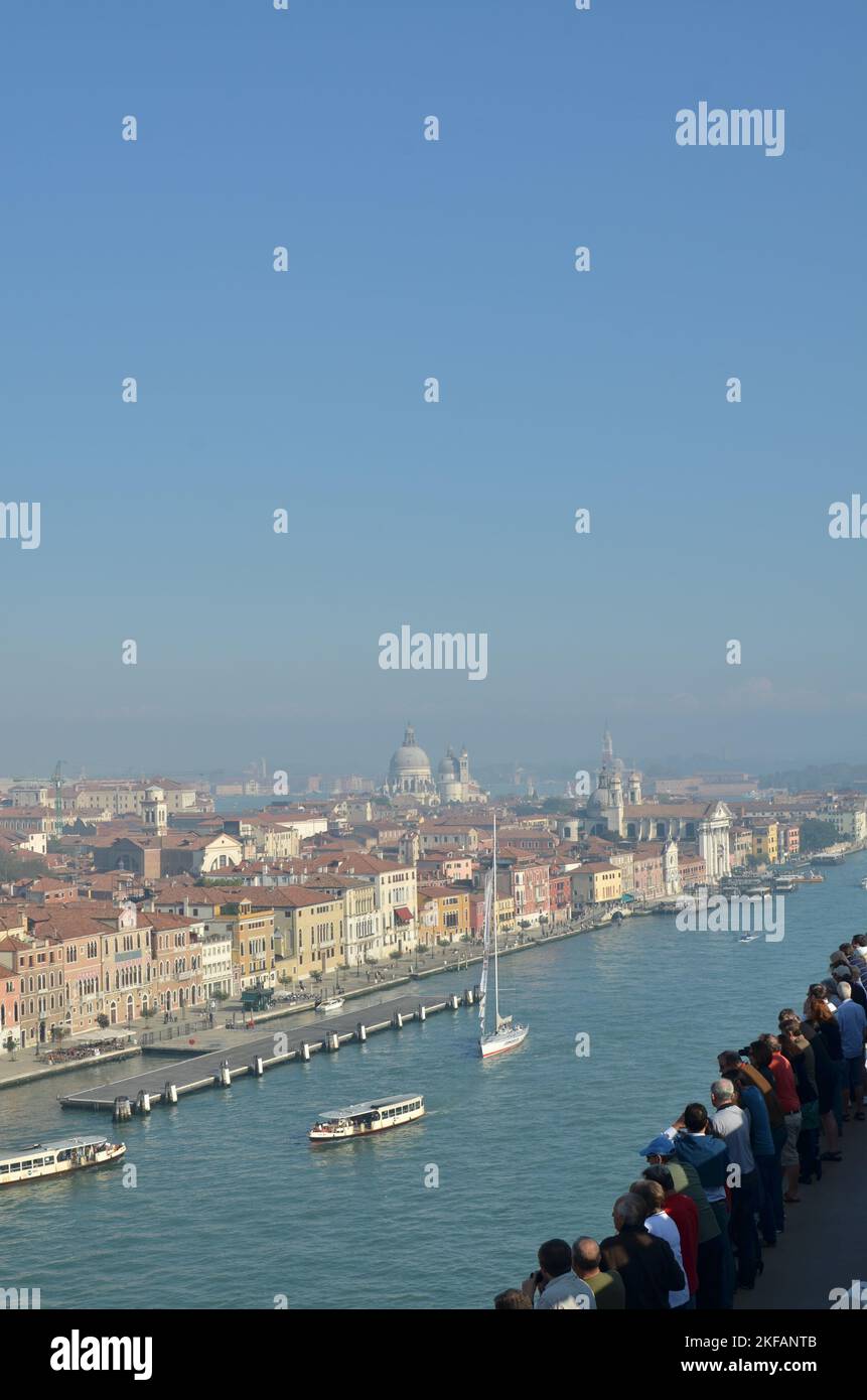 Venice Italy from Above Panorama from Cruise ship View Stock Photo - Alamy