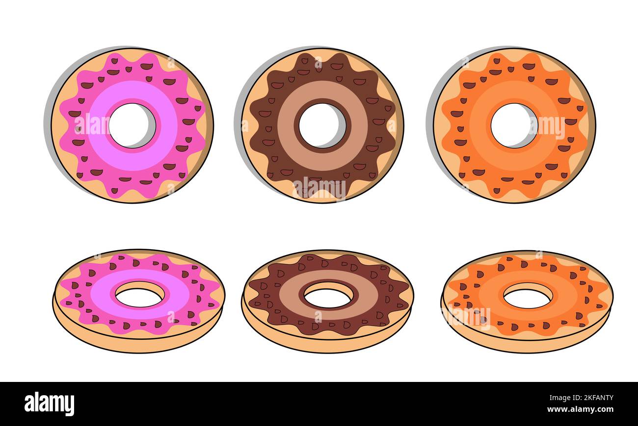 Donut vector set. Donut collection. Sweet sugar icing donuts. break ...