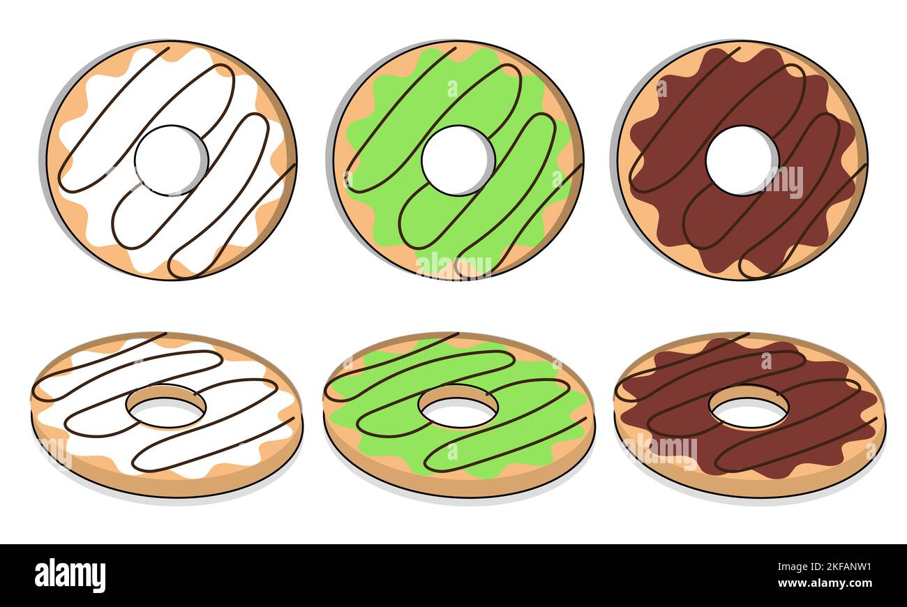 Donut vector set. Donut collection. Sweet sugar icing donuts. break ...