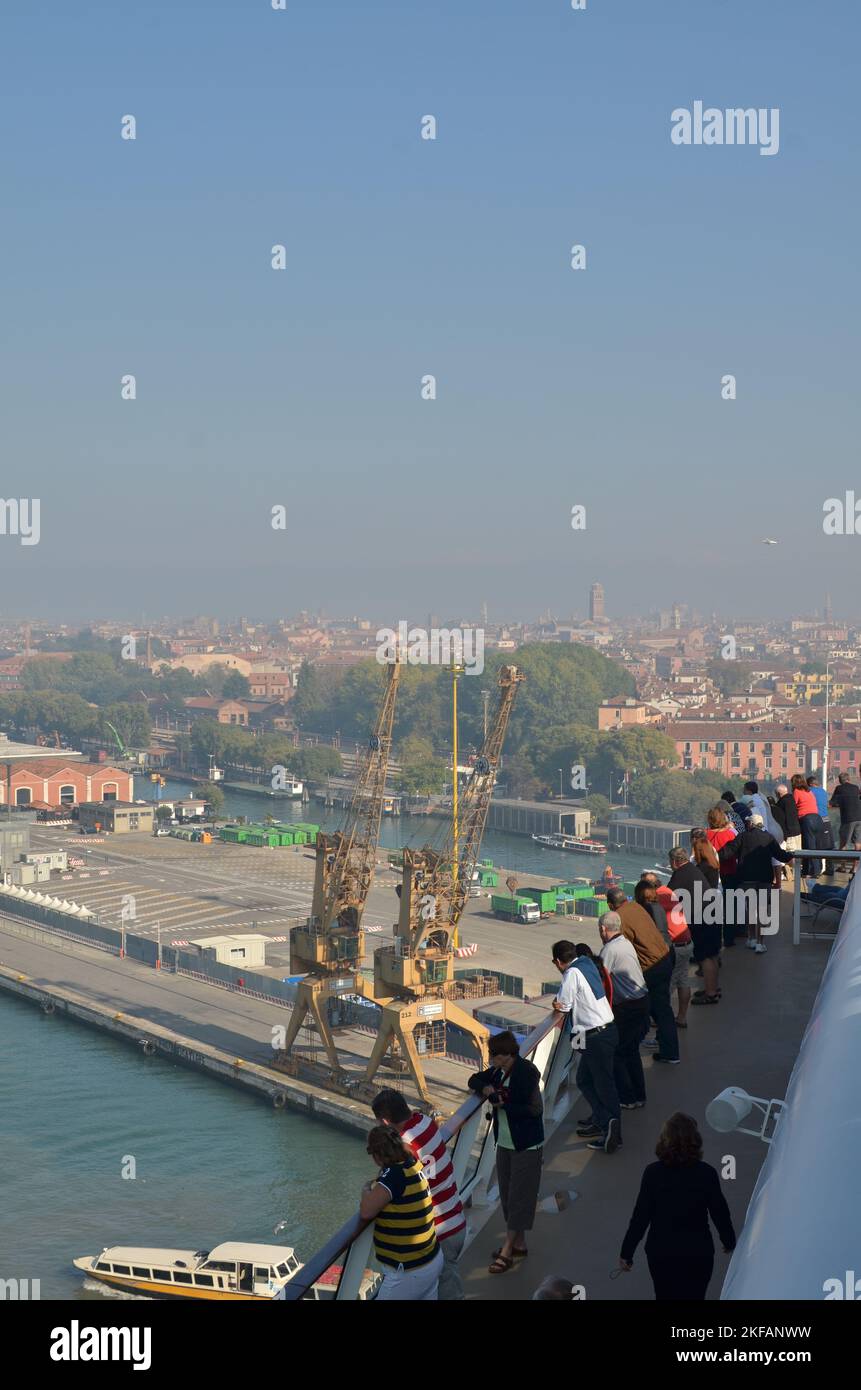 Venice Italy from Above Panorama from Cruise ship View Stock Photo - Alamy