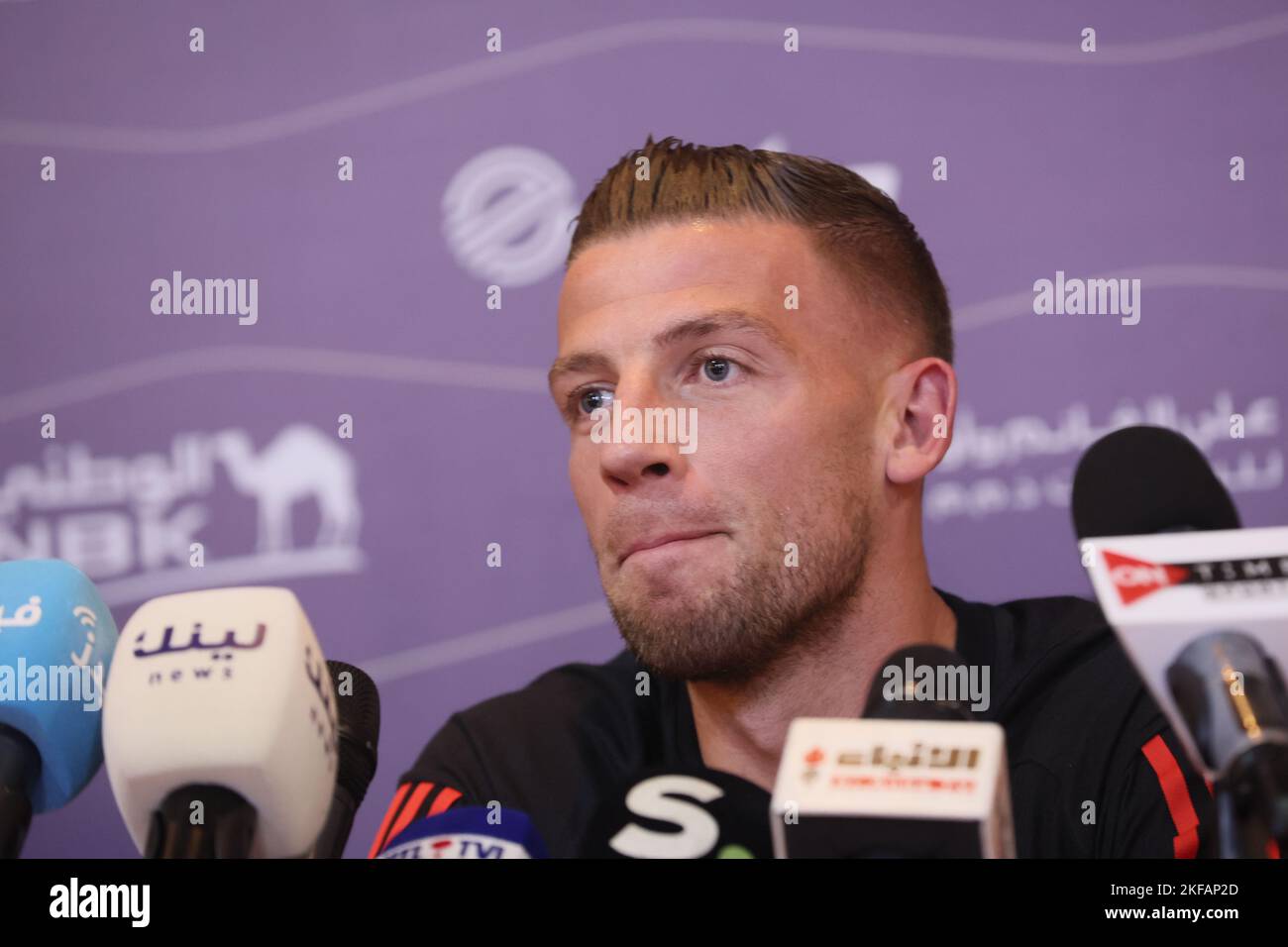 Belgium's Toby Alderweireld is seen at a press conference of the ...