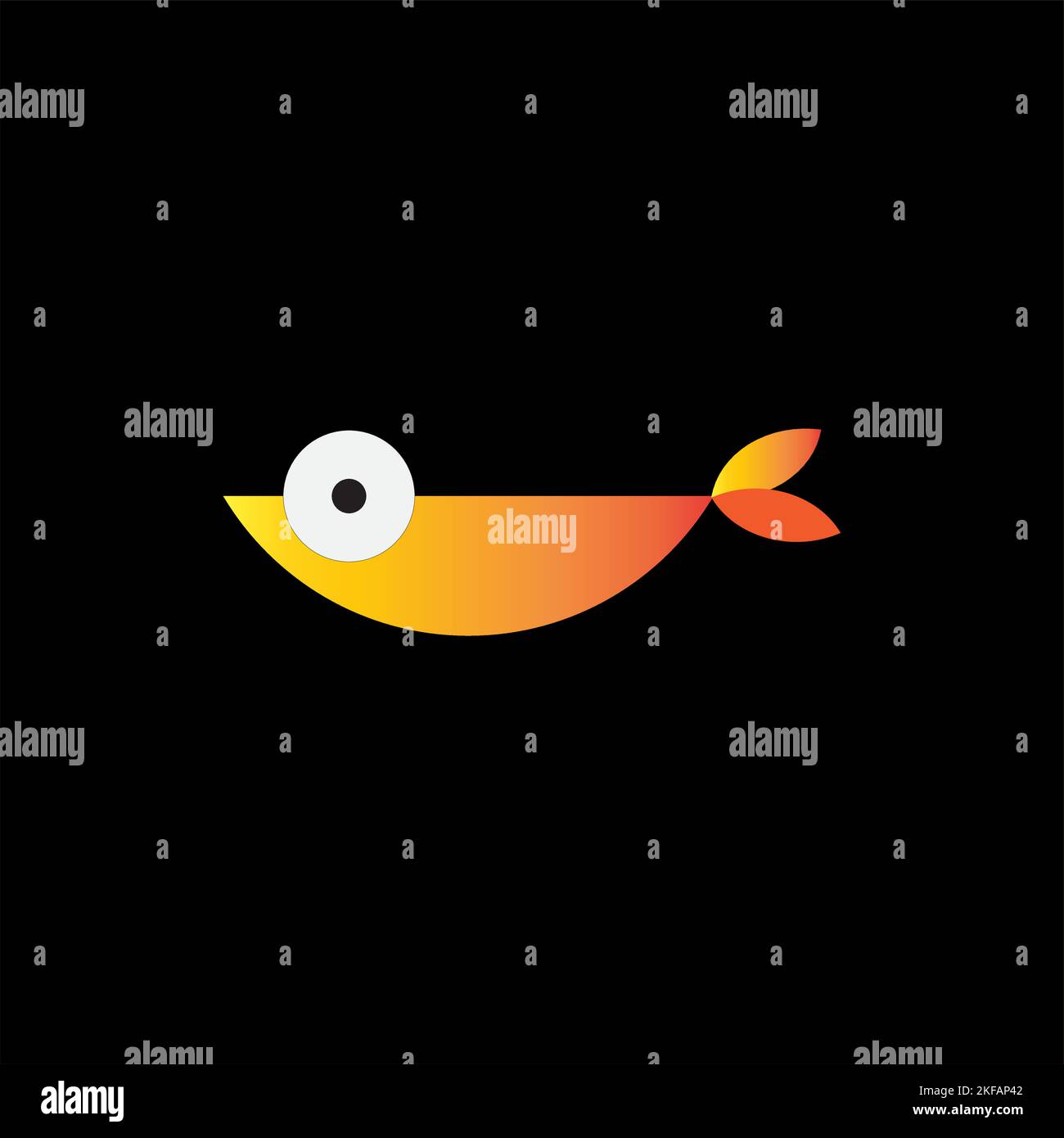 Fish sign icon in flat style. Goldfish vector illustration on black ...