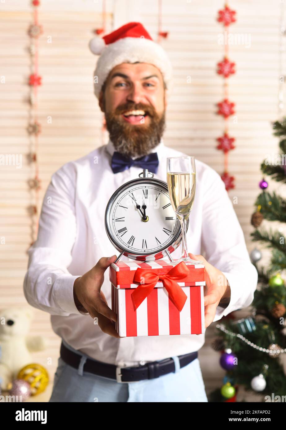 Santa Claus in red hat with cheerful face Stock Photo - Alamy
