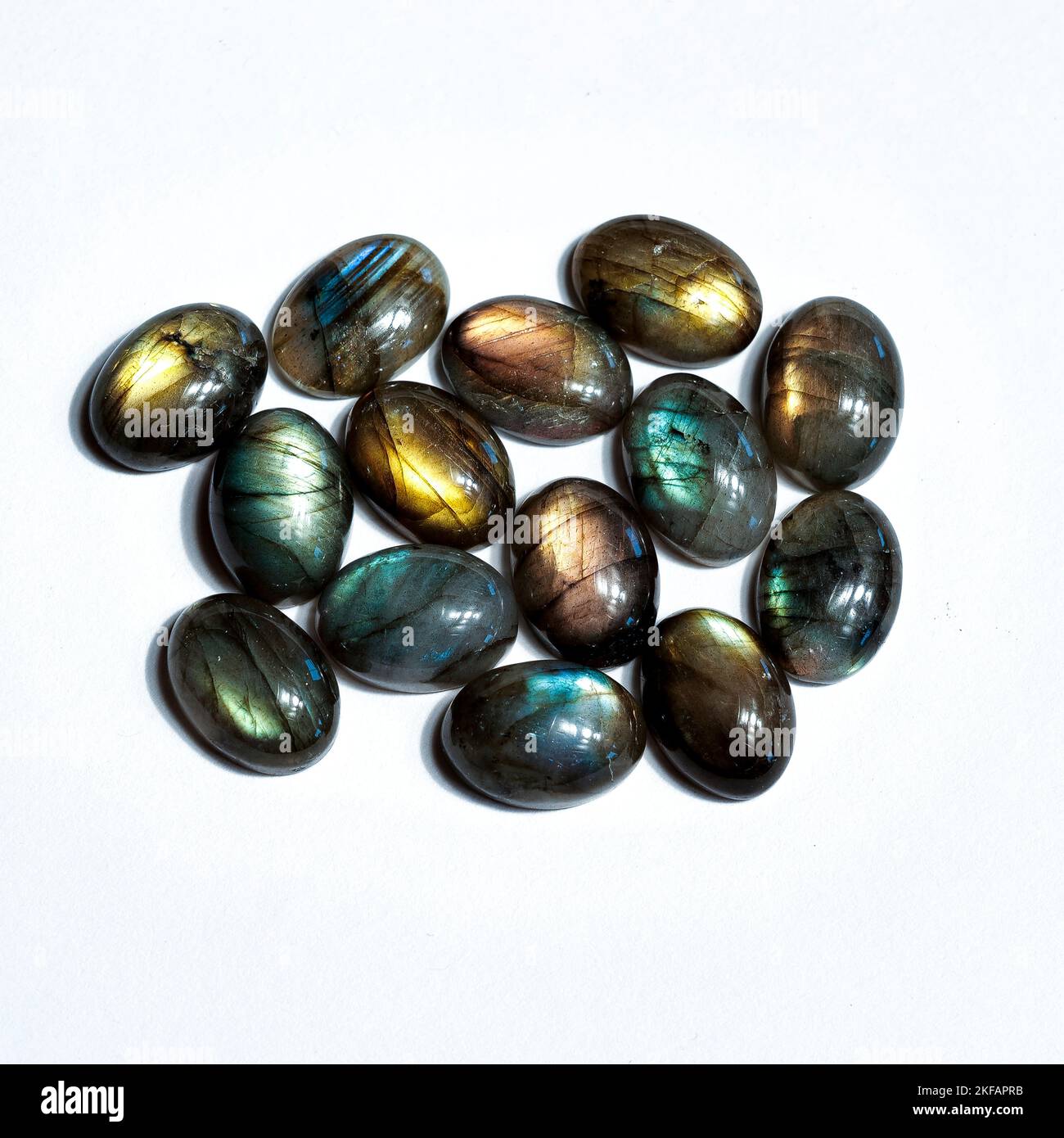 Labradorite gemstones cabochon cut, peacock blue and autumn gold ...