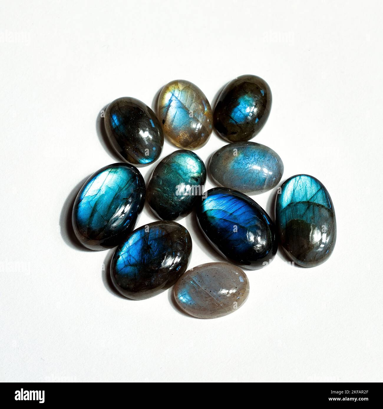 Labradorite gemstones cabochon cut, peacock blue and autumn gold ...