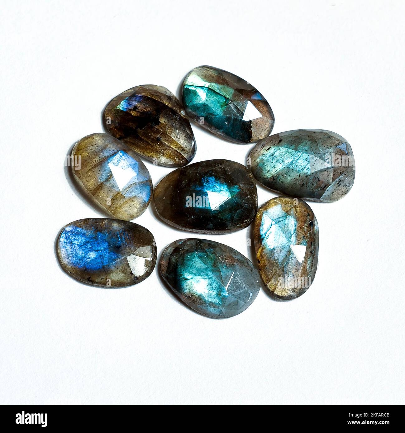 Labradorite gemstones cabochon cut, peacock blue and autumn gold ...