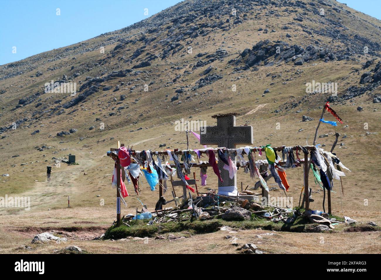 Ultreia! Et Suseia! A pilgrim marching towards the high mountain ...