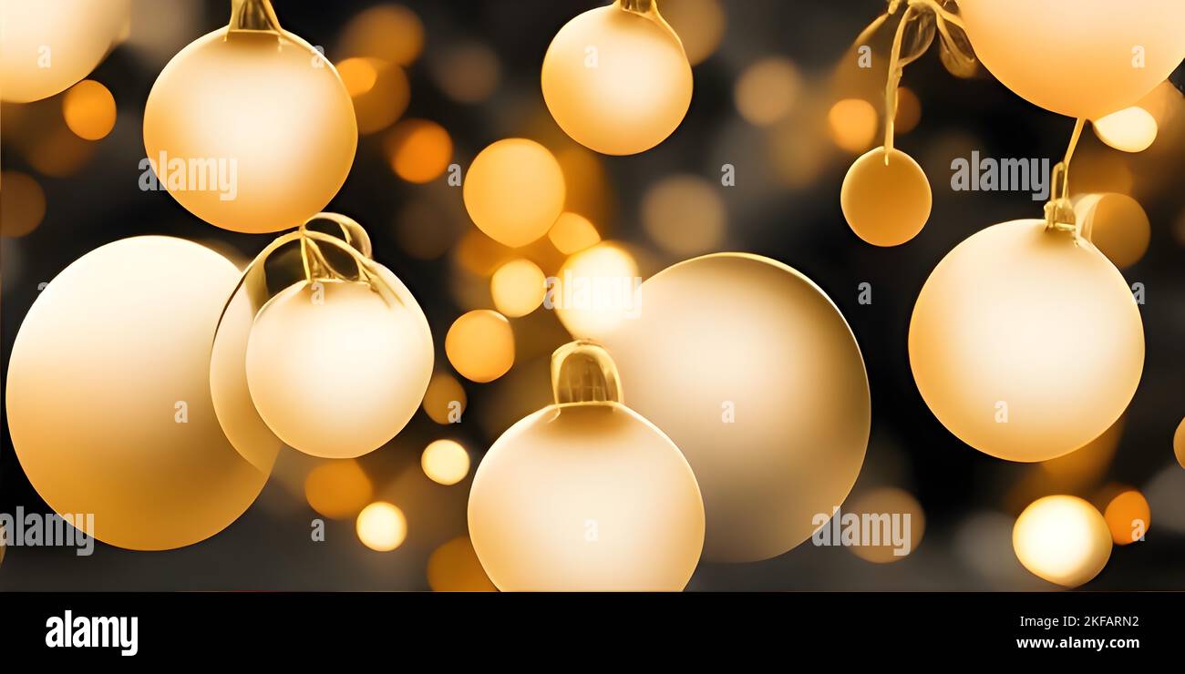 A panoramic of light blur bokeh bulbs in the background of a lounge ...