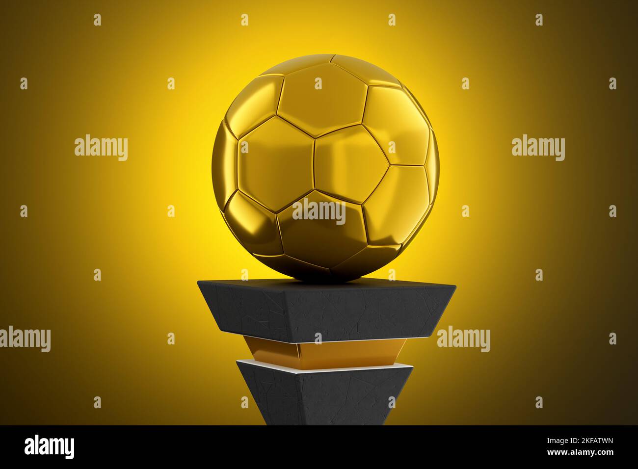 Golden Football Soccer Ball Award Trophy - 3D Illustration Render Stock ...