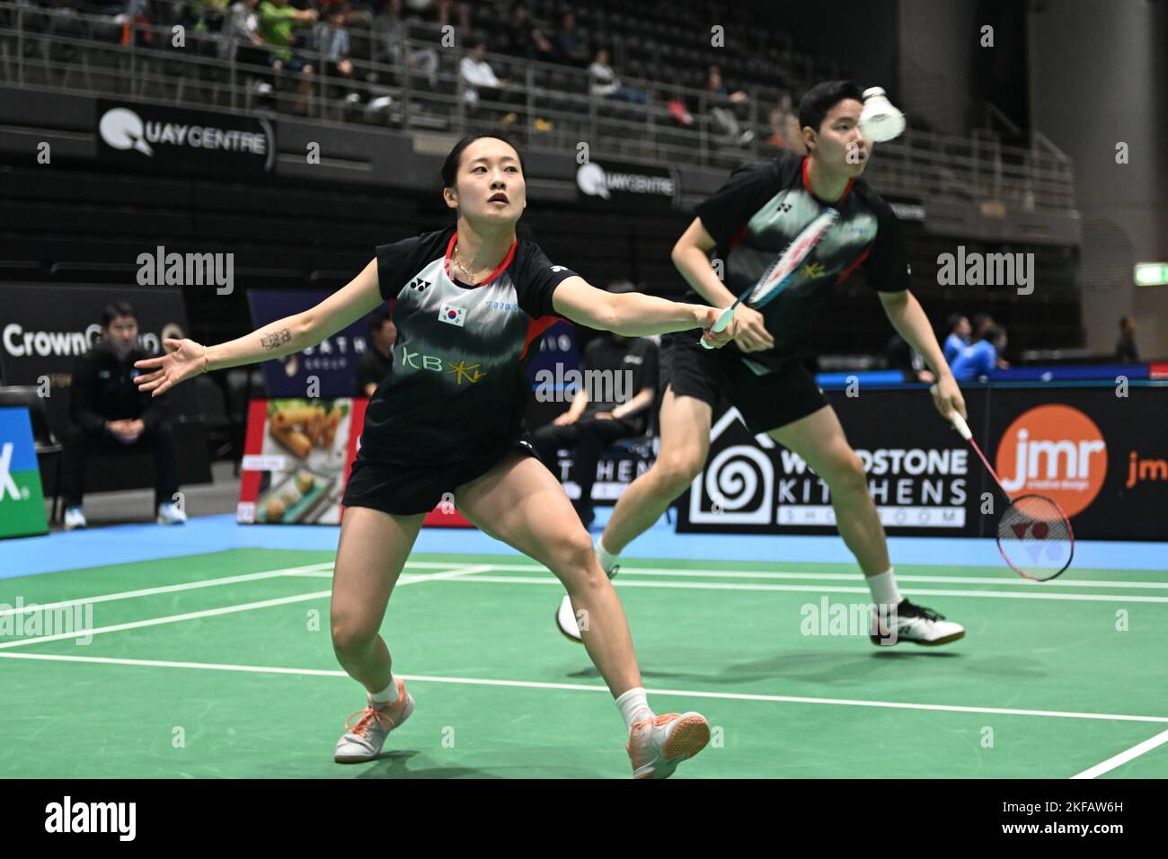 Chae Yu Jung (L) and Seo Seung Jae (R) of Korea seen during the 2022 ...