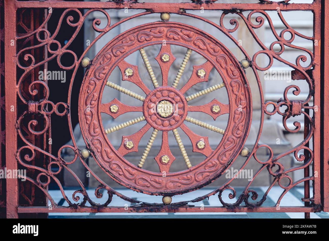 An artwork fence on the temple in India Stock Photo - Alamy