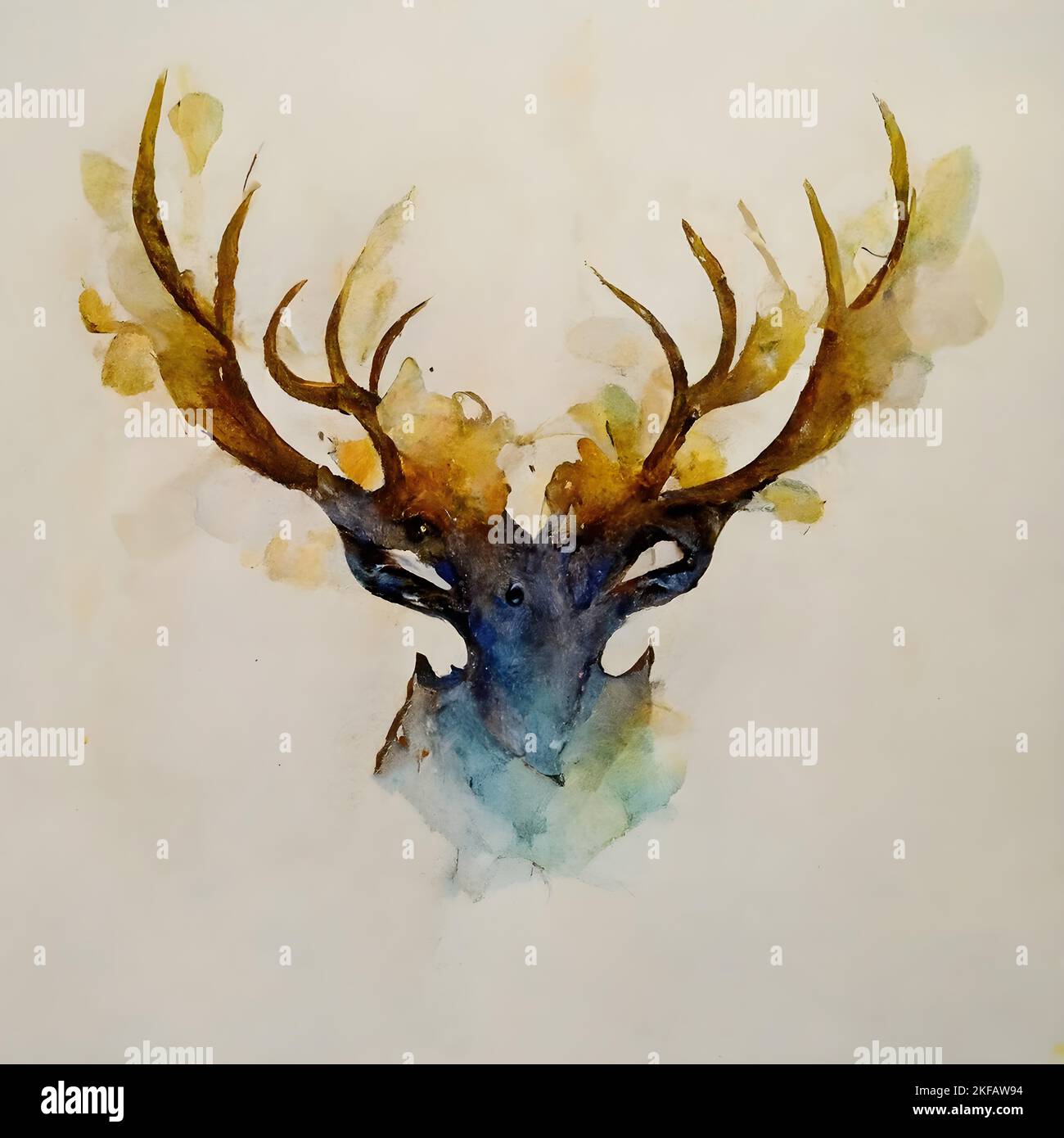 An ornamental watercolor painting of a majestic stag Stock Photo - Alamy