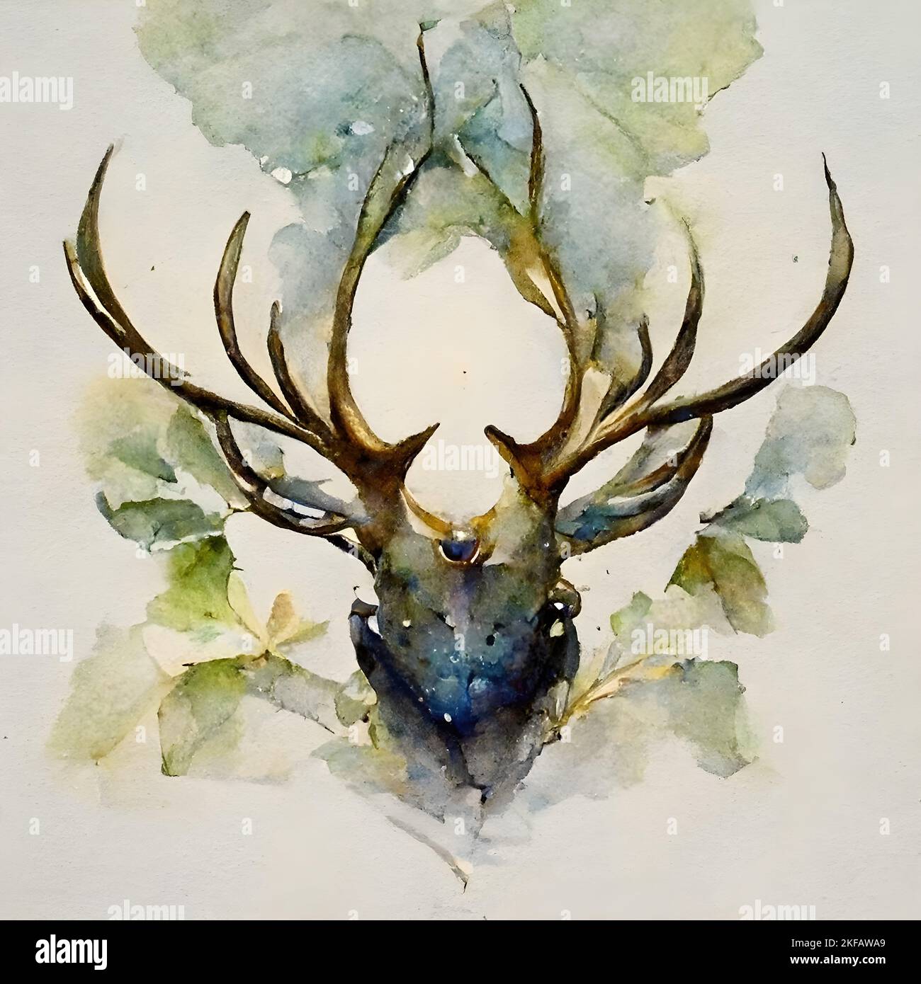 An ornamental watercolor painting of a majestic stag Stock Photo - Alamy