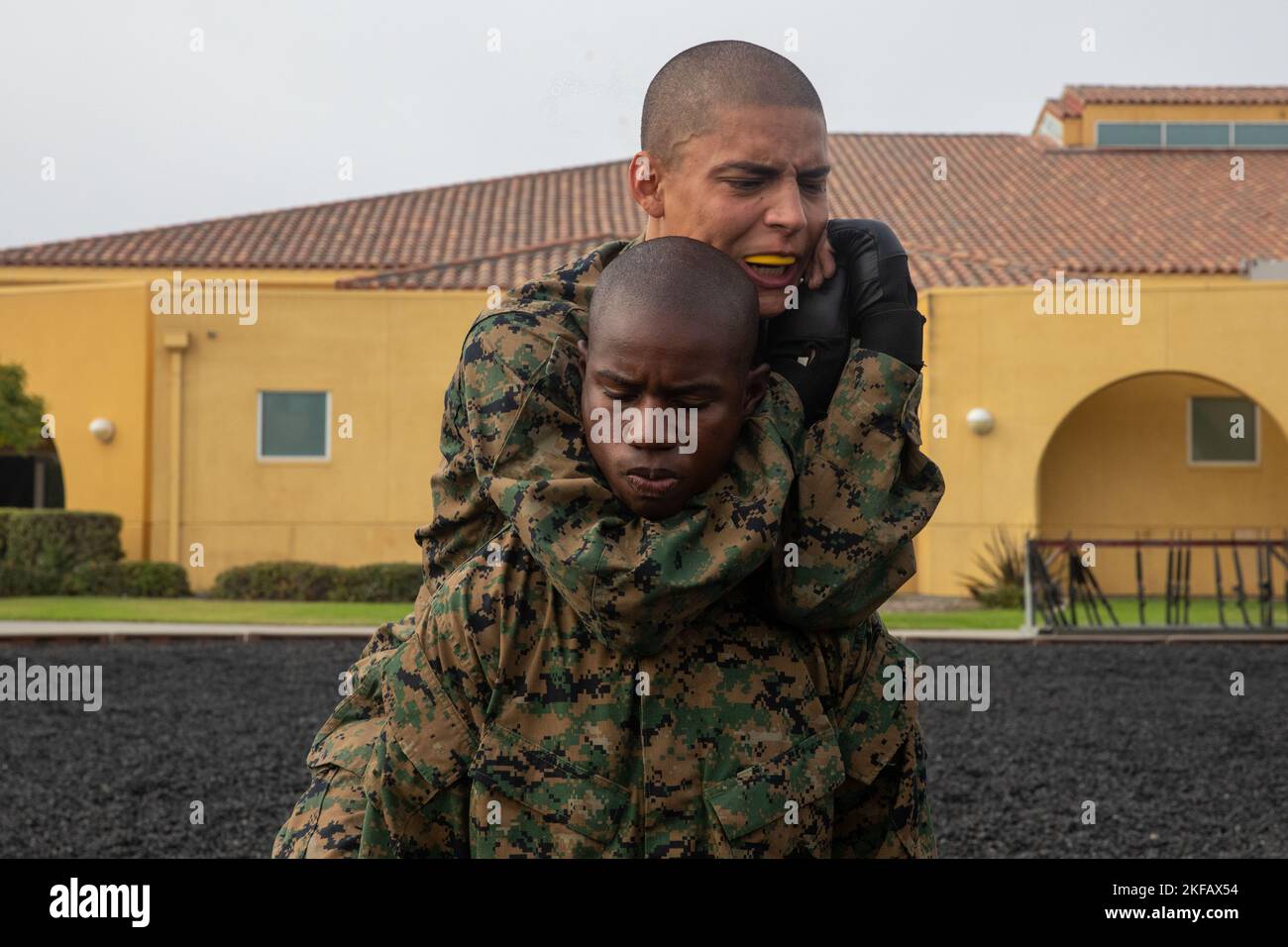 U.S. Marine Corps Recruits Jarian Green, front, and Lester Raymond ...