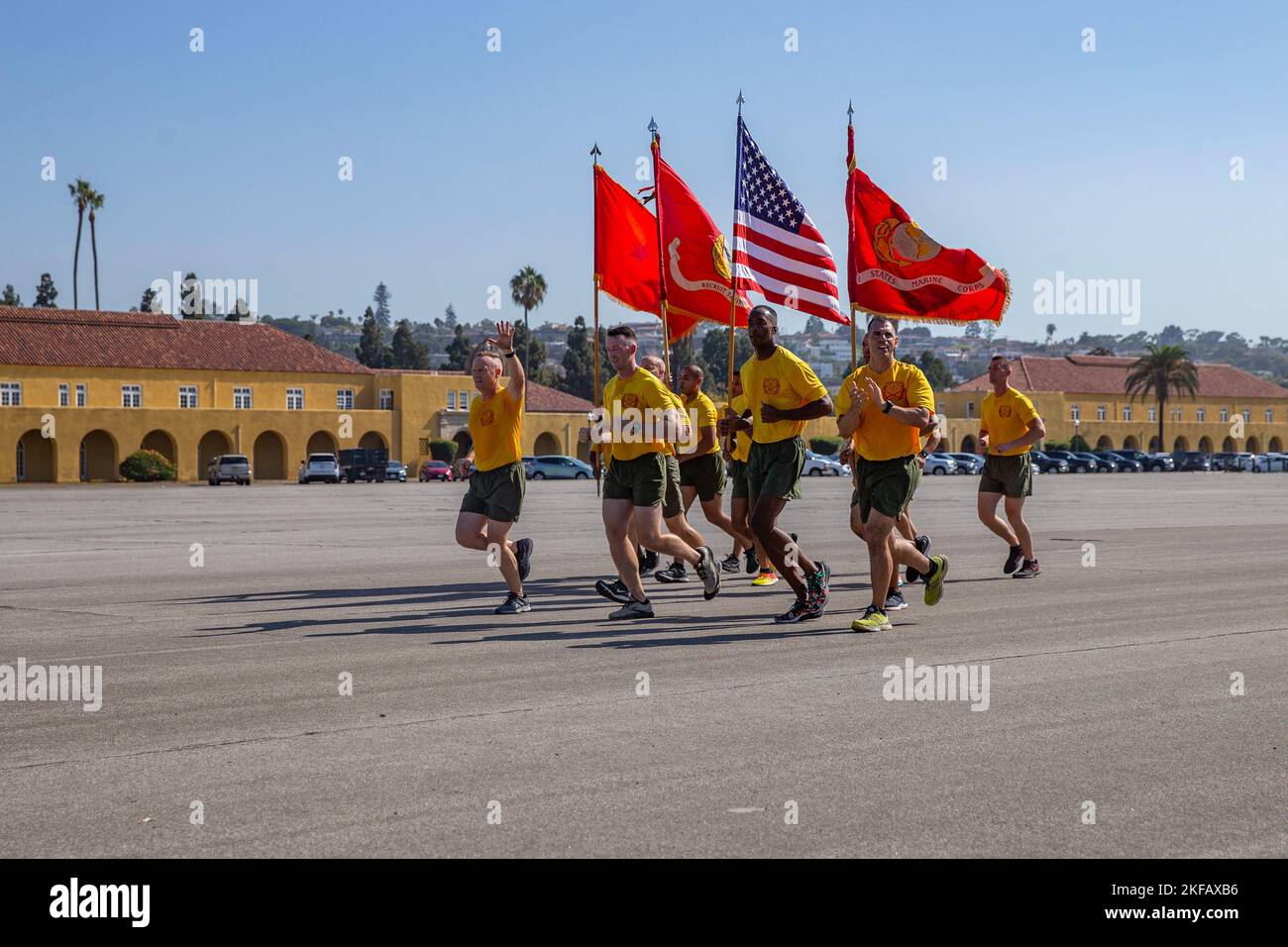 U.S. Marines with Marine Corps Recruit Depot (MCRD) San Diego, lead the ...