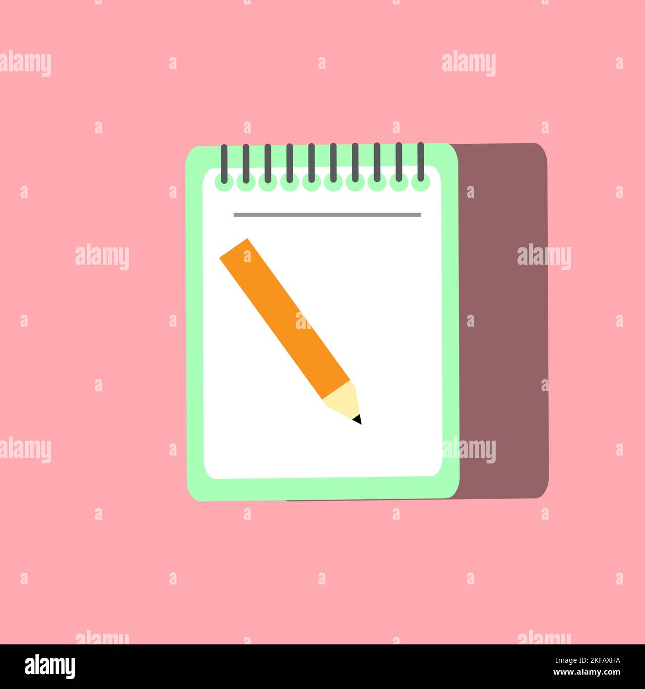 Lesson pencil notebook icon. Flat illustration of lesson pencil ...
